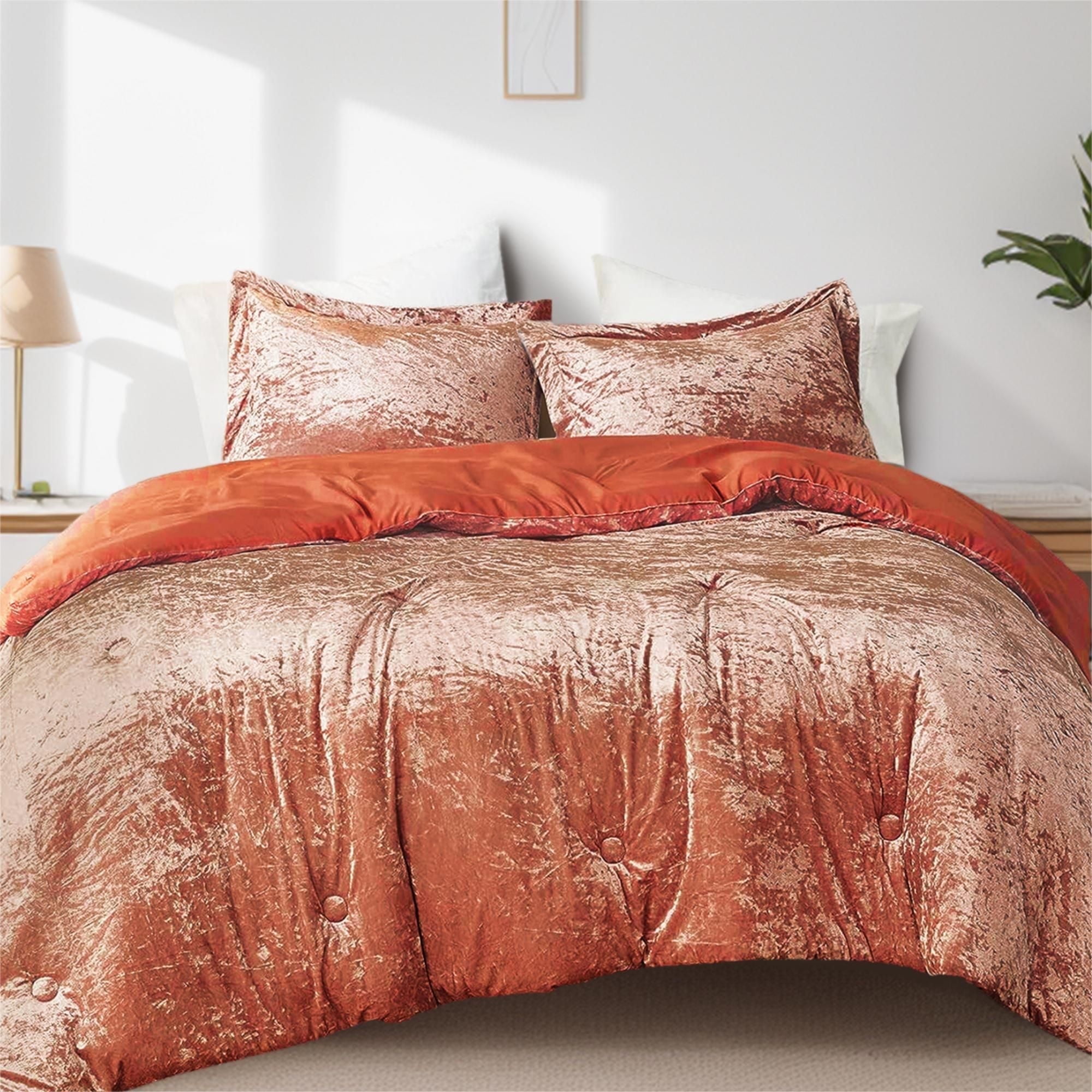 Comfort Spaces King Cozy Velvet Comforter Sets, Luxe 3-Piece All Season ...