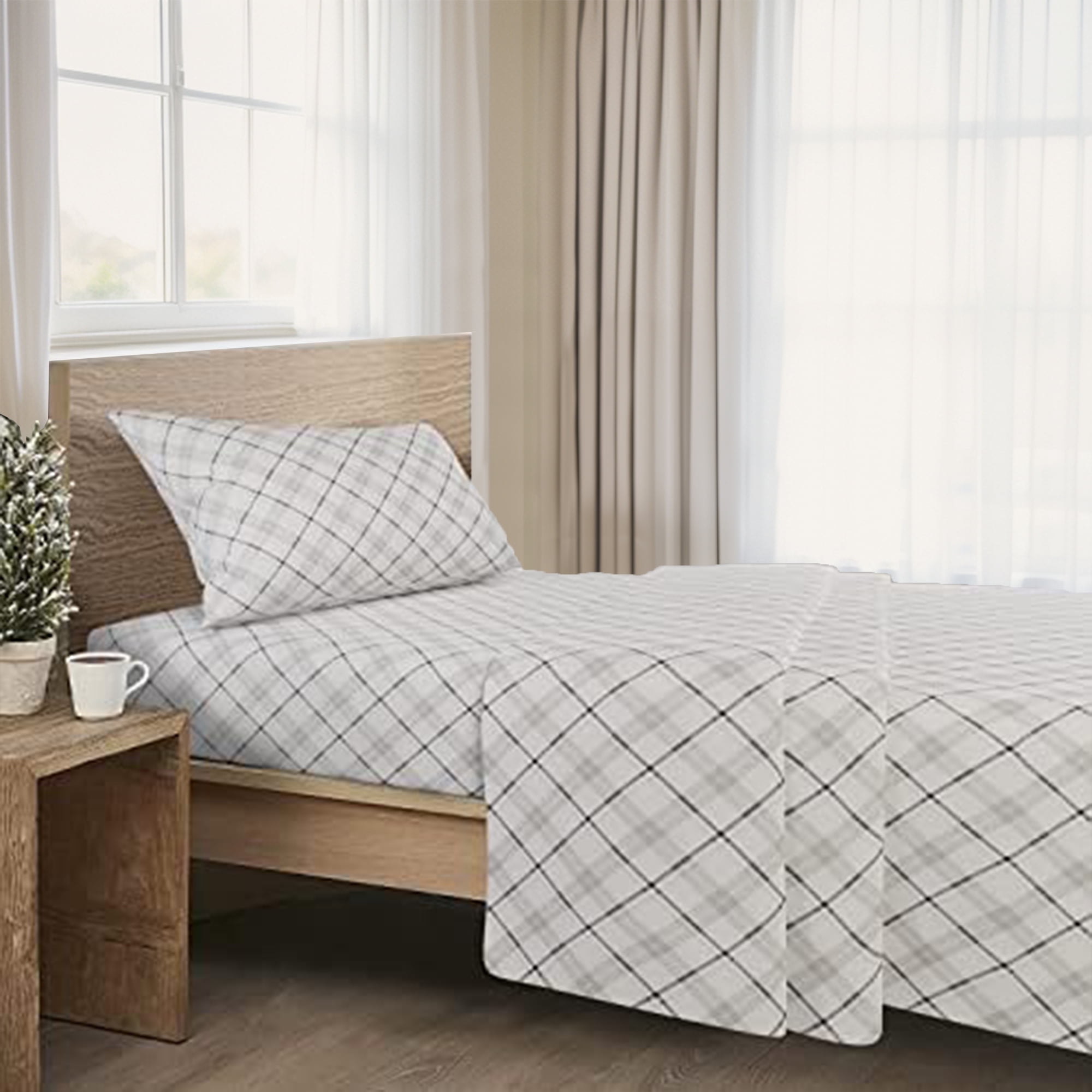 Comfort Spaces Queen Sheet Set, Flannel Bed Sheets Queen, 100% Cotton ...