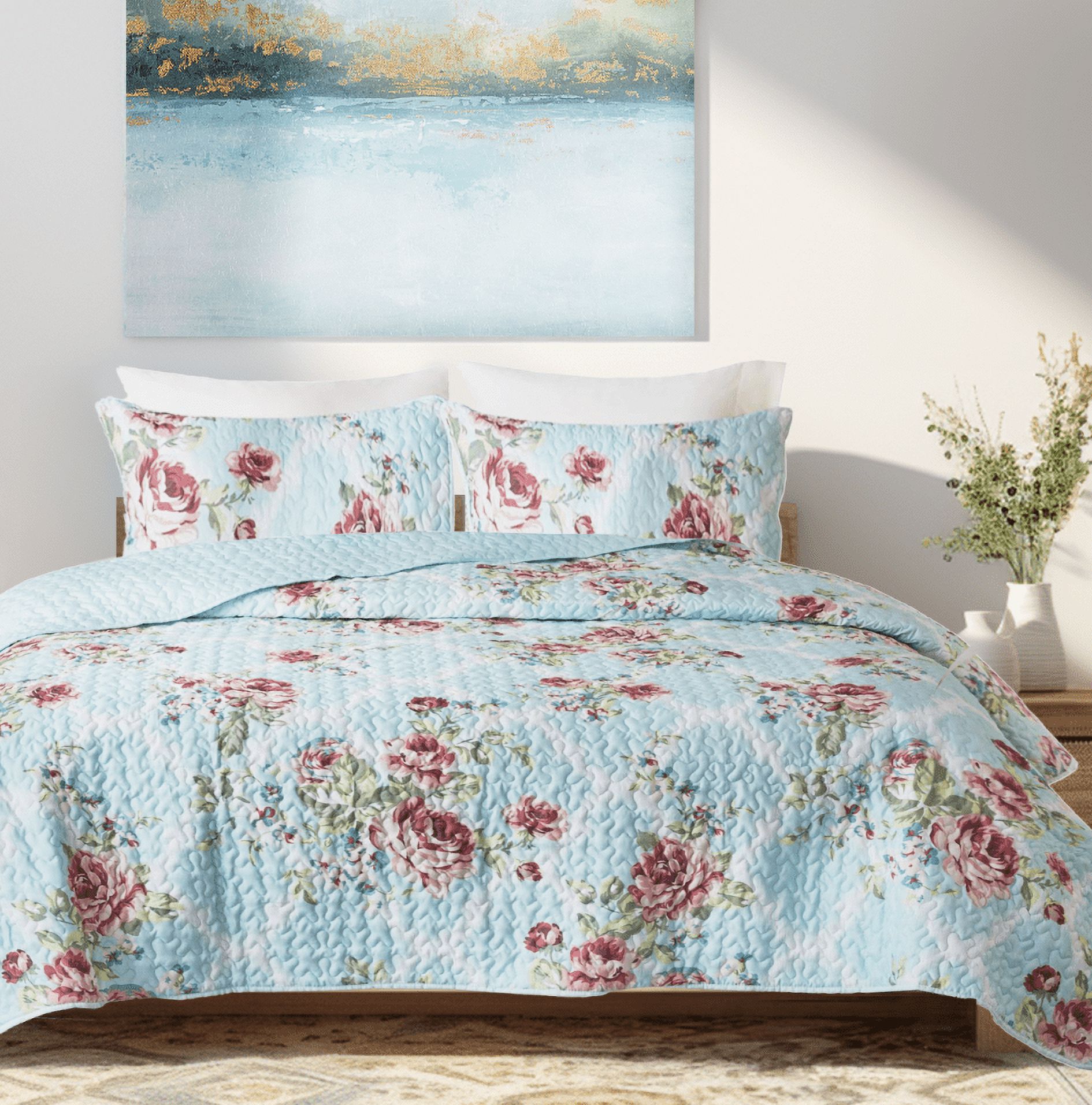 All American Collection New 6 Piece Printed Reversible Bedspread Set ...