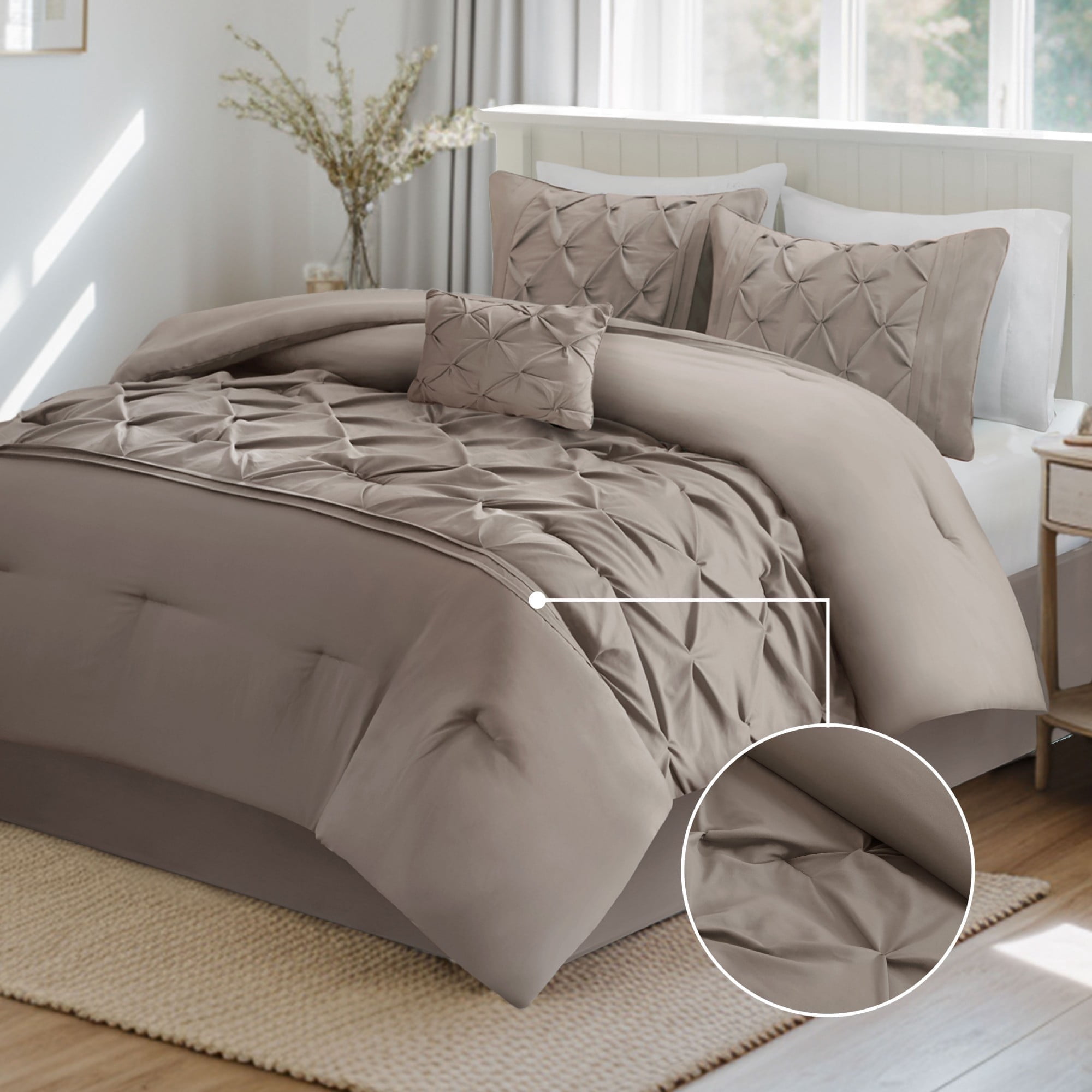 Comfort Spaces Tufted Pintuck Bedding Comforter Set, Queen Comforter ...