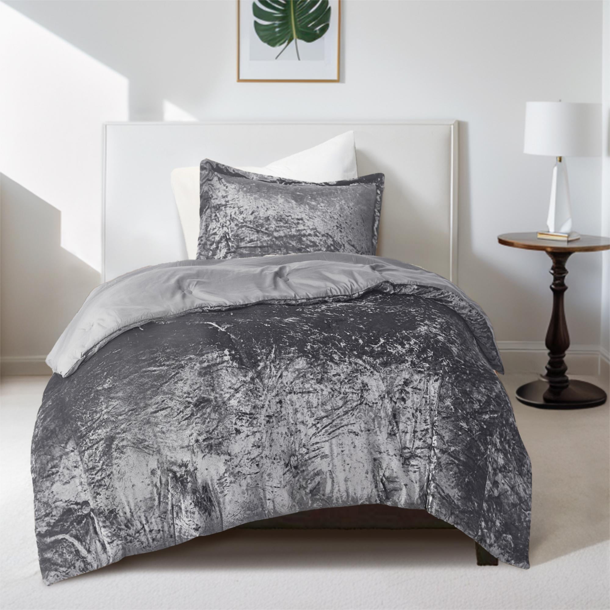 Comfort Spaces Twin/Twin XL Cozy Velvet Comforter Sets 2-Piece Luxe All ...