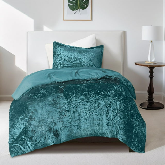 Comfort Spaces Twin/Twin XL Cozy Velvet Comforter Sets 2-Piece Luxe All ...