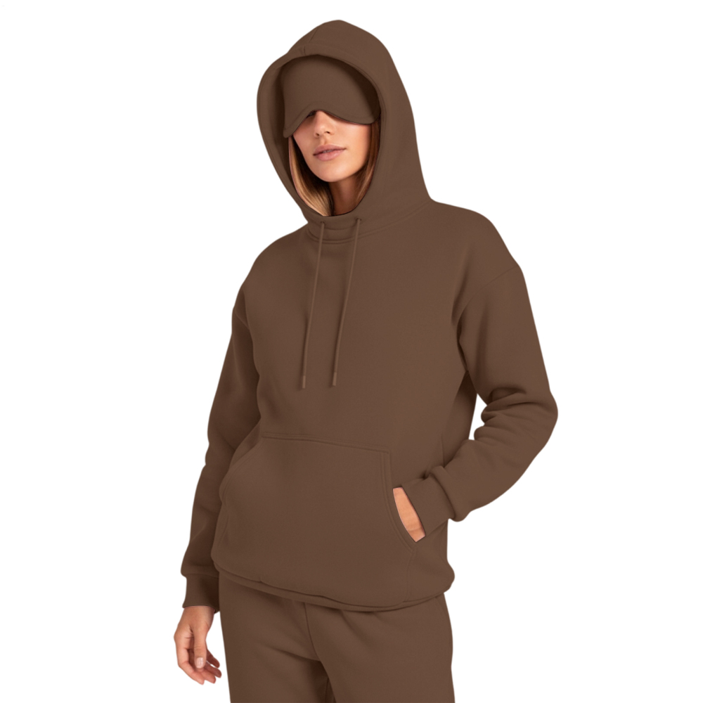 Comfort Travel Hoodie with Eye Cover Casual Solid Color Women Travel ...