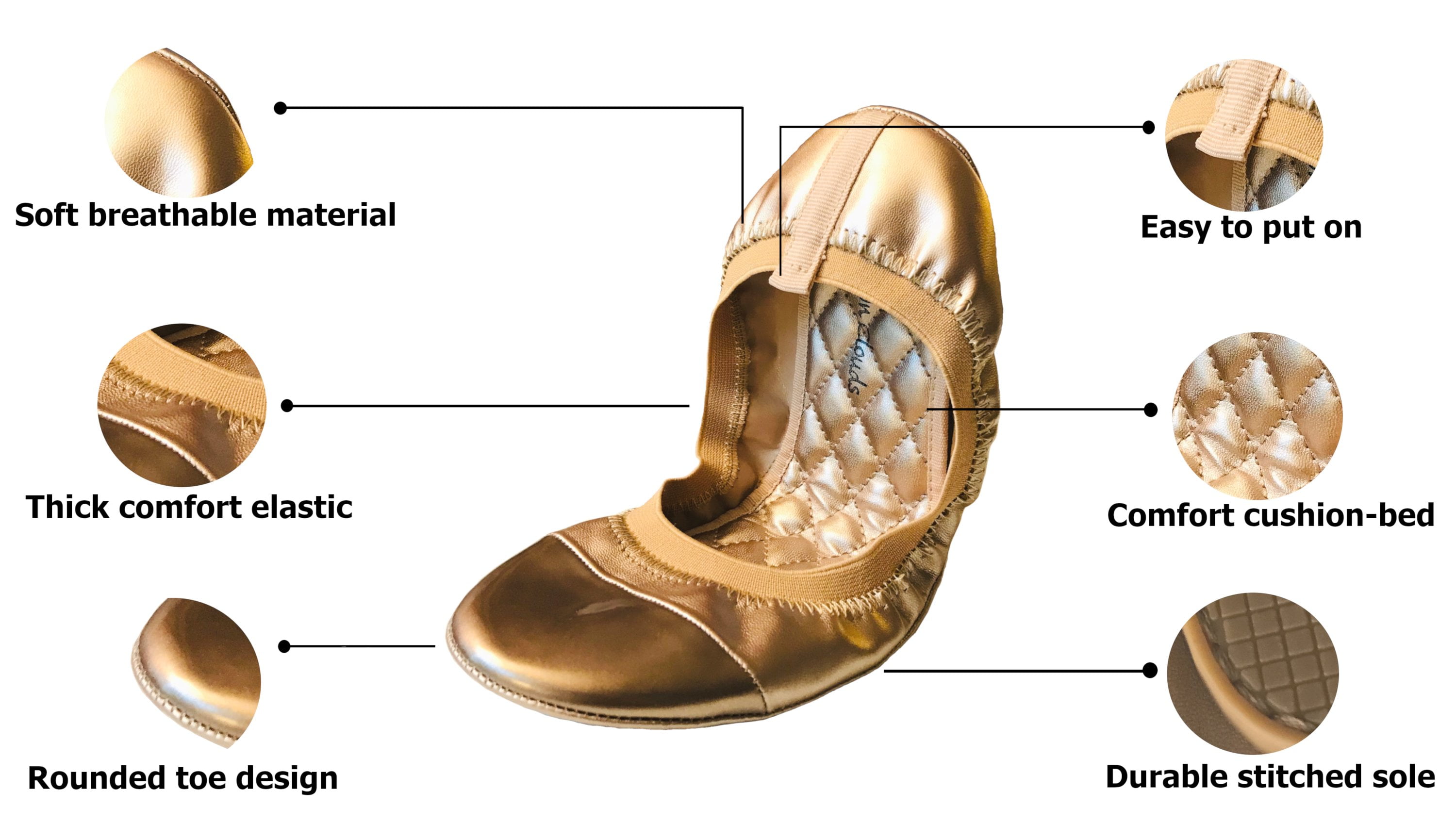 Comfort Two Tone Portable Folding Ballet Flats with carry pouch ...