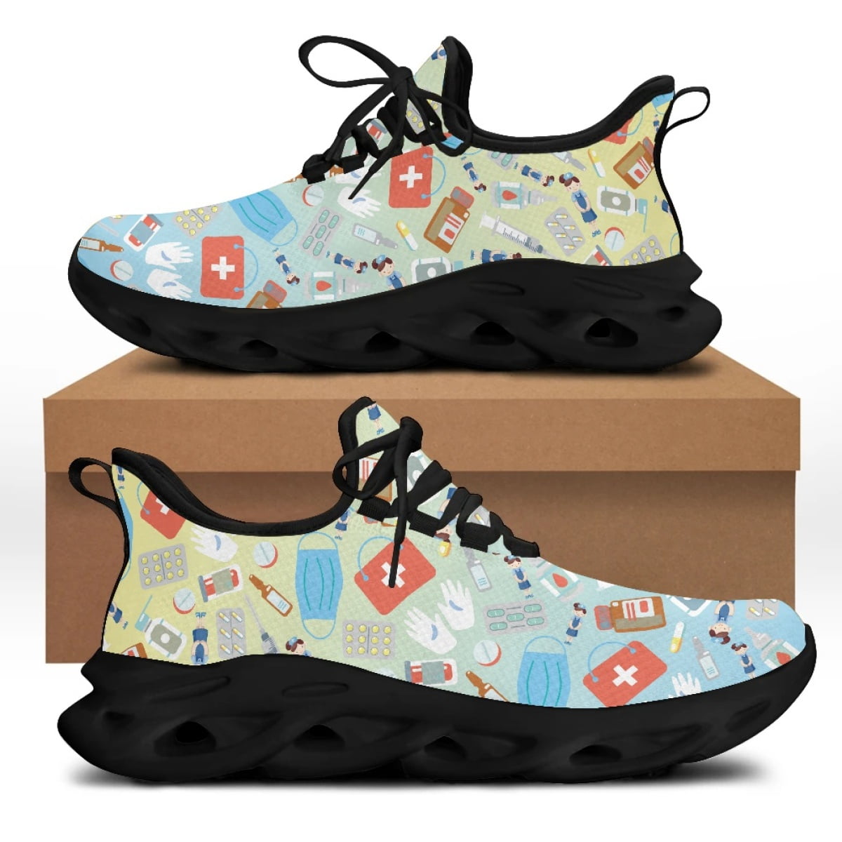 Comfort Women Sneakers White Nursing Shoes Cute Cartoon Nurse Doctor ...