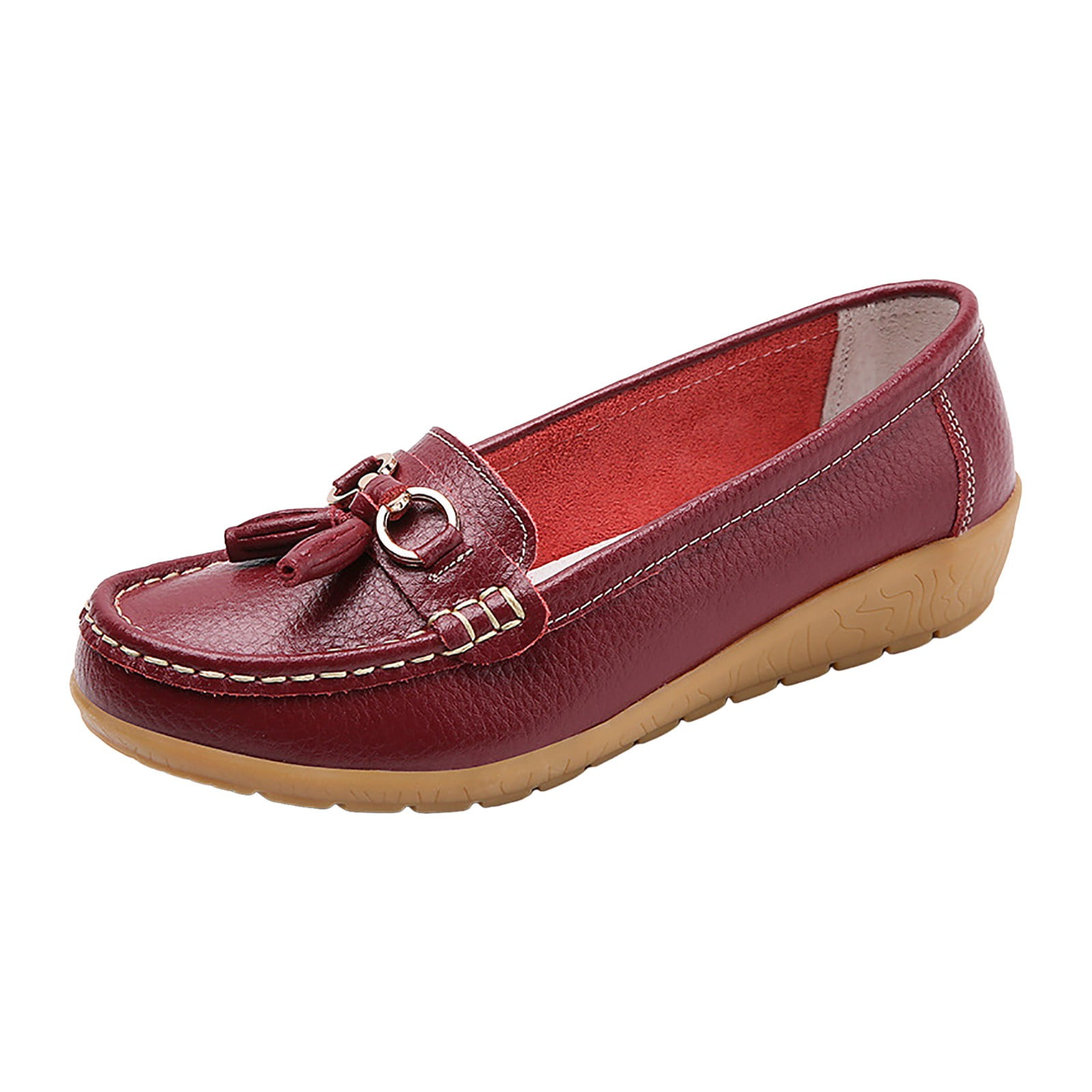 Comfort Women's Leather Daily Loafer Driving Flats Flexible Walking ...