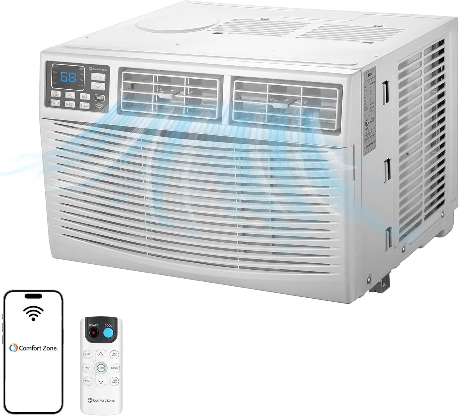 Comfort Zone 10,000 BTU Window Mounted Smart Wi-Fi Room Air Conditioner ...