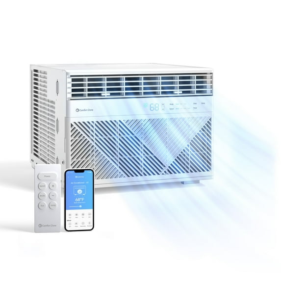 Comfort Zone 10,000 BTU Window Air Conditioner, Wi-Fi, Remote Control ...