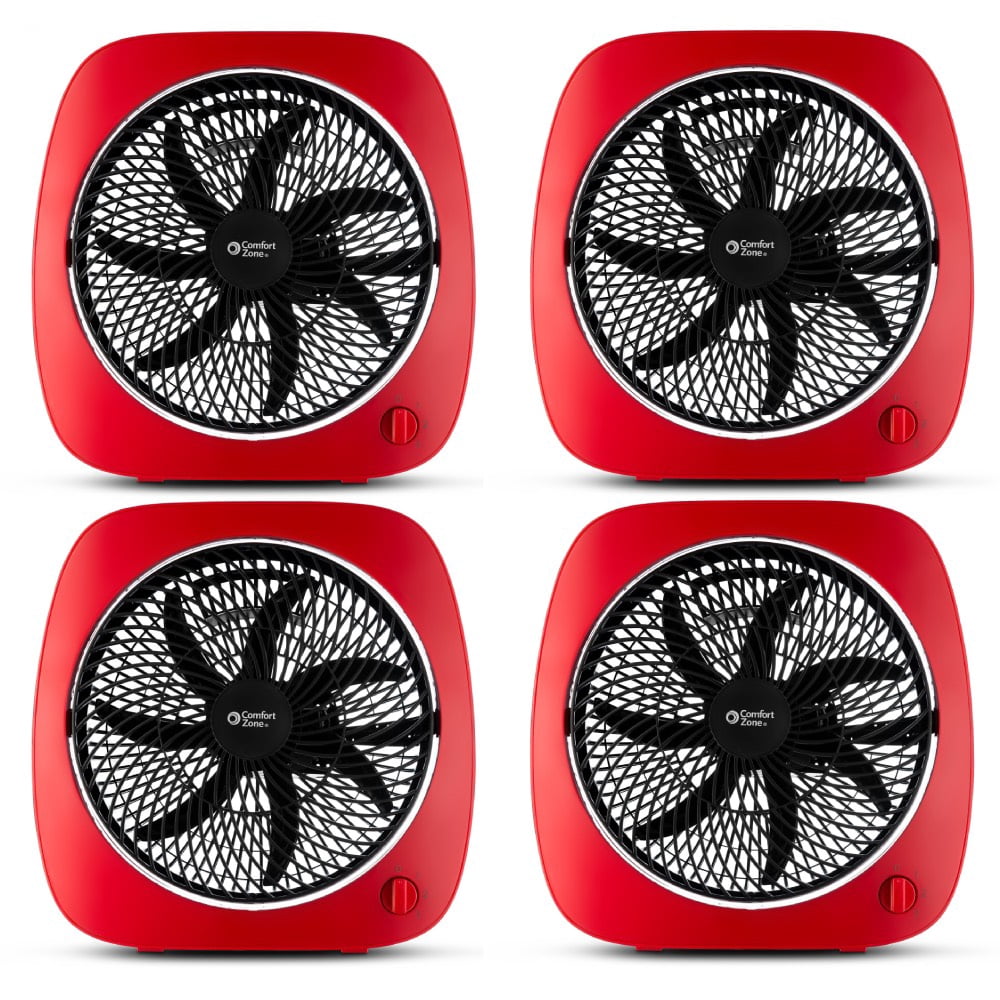 Comfort Zone 110RD Electric Turbo Fan 10 in Square Red 3 Speed ...
