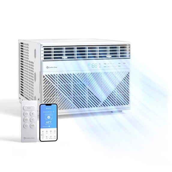 Comfort Zone 12,000 BTU Window AC, Wi-Fi Air Conditioning Unit, Sleep ...