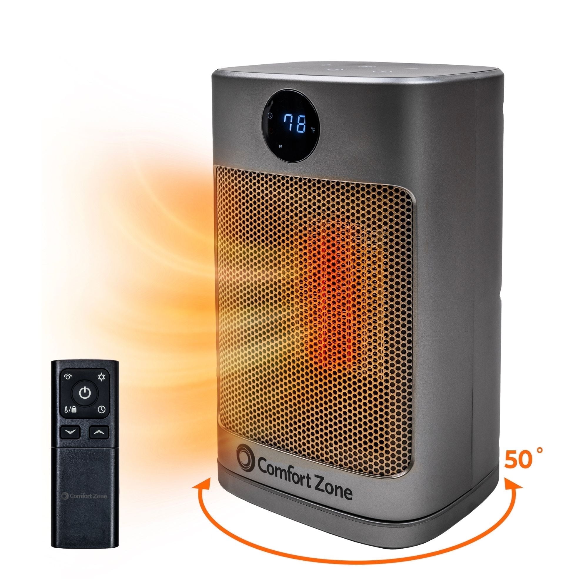 Comfort Zone 12" Oscillating Desktop Space Heater with Remote and ...