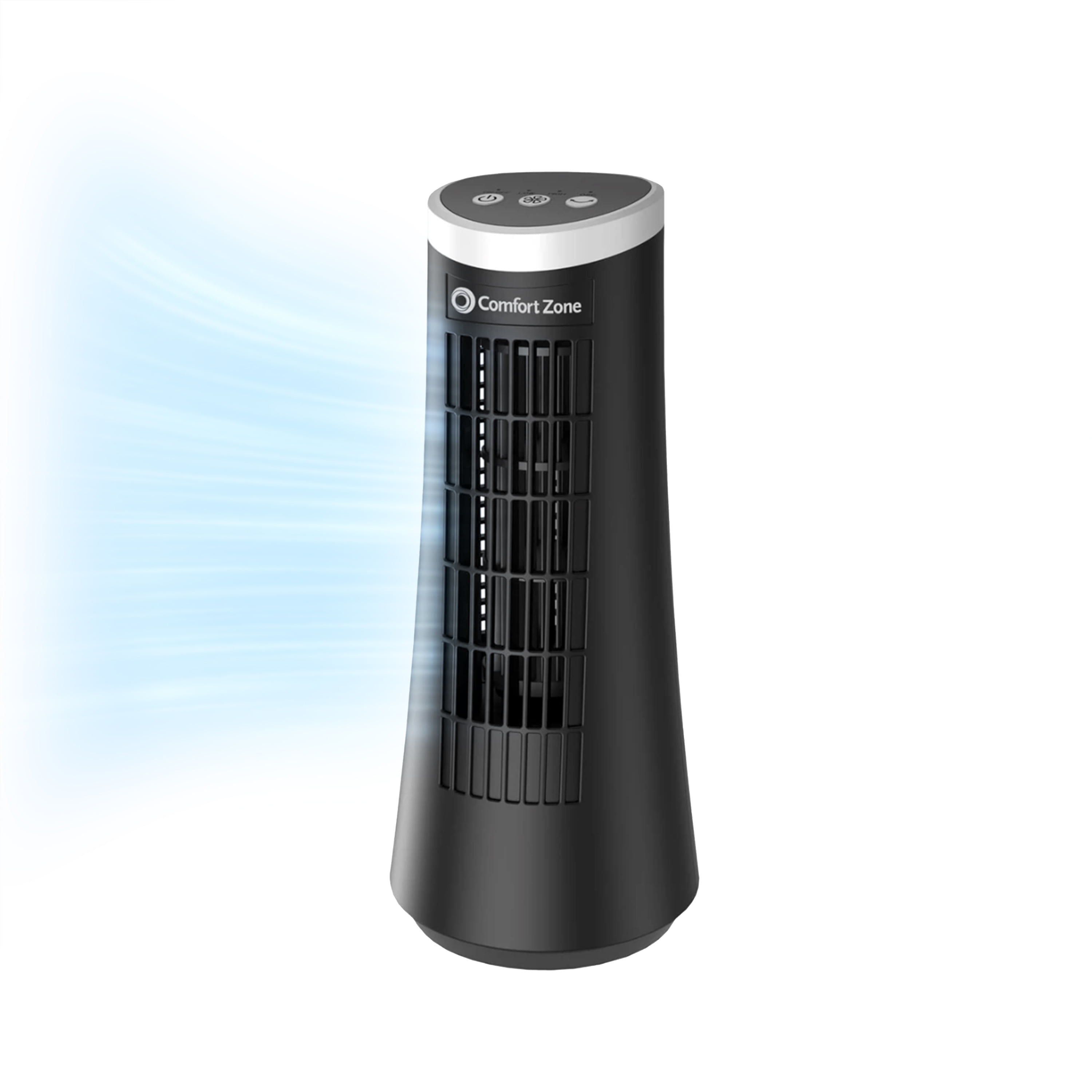 Comfort Zone 12" Oscillating Desktop Tower Fan, 2-Speed, Touch Controls ...