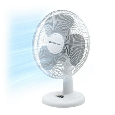 Mainstays 12" 3-Speed Oscillating Table Fan, FT30-8MBW, New, White ...