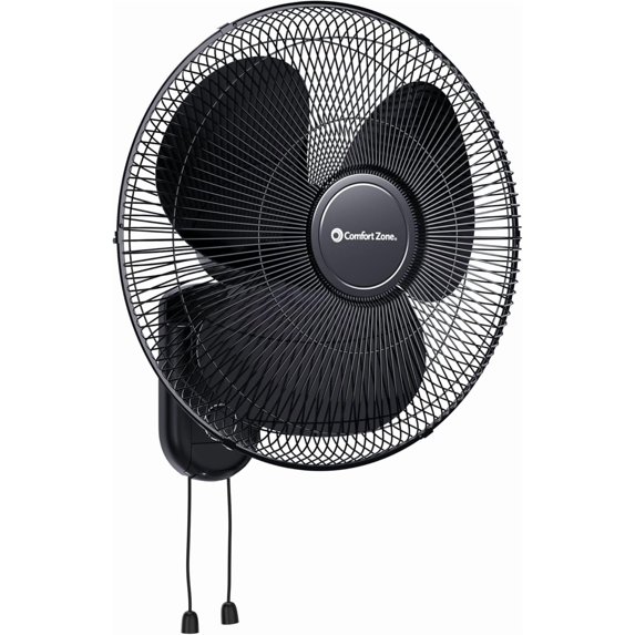 Comfort Zone 16" Wall Mount Fan, Black - Walmart.com