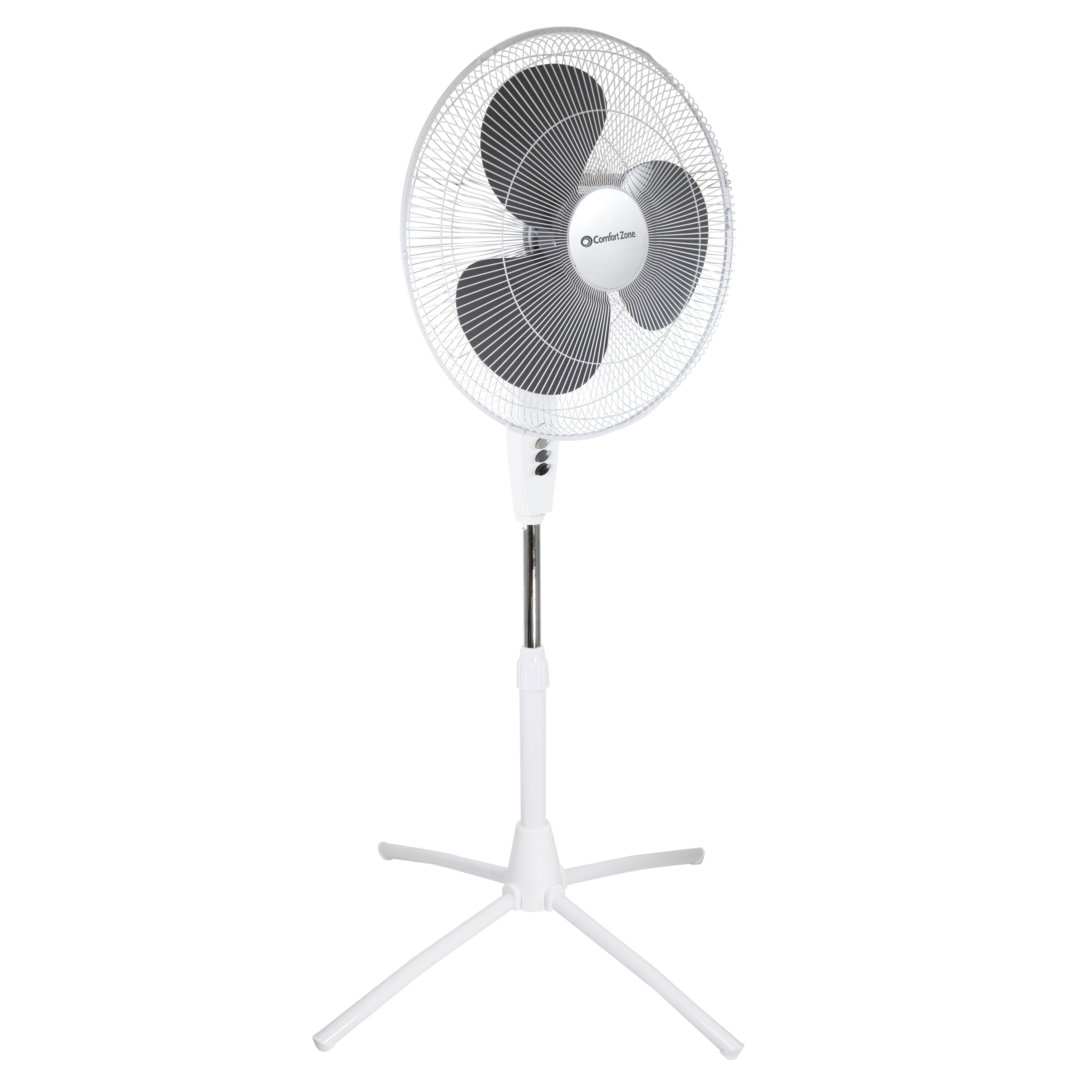 Comfort Zone 18" 3-Speed Oscillating Pedestal Fan with Adjustable ...