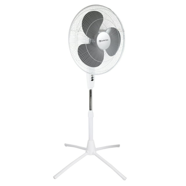 Comfort Zone 18" 3-Speed Oscillating Pedestal Fan with Adjustable ...