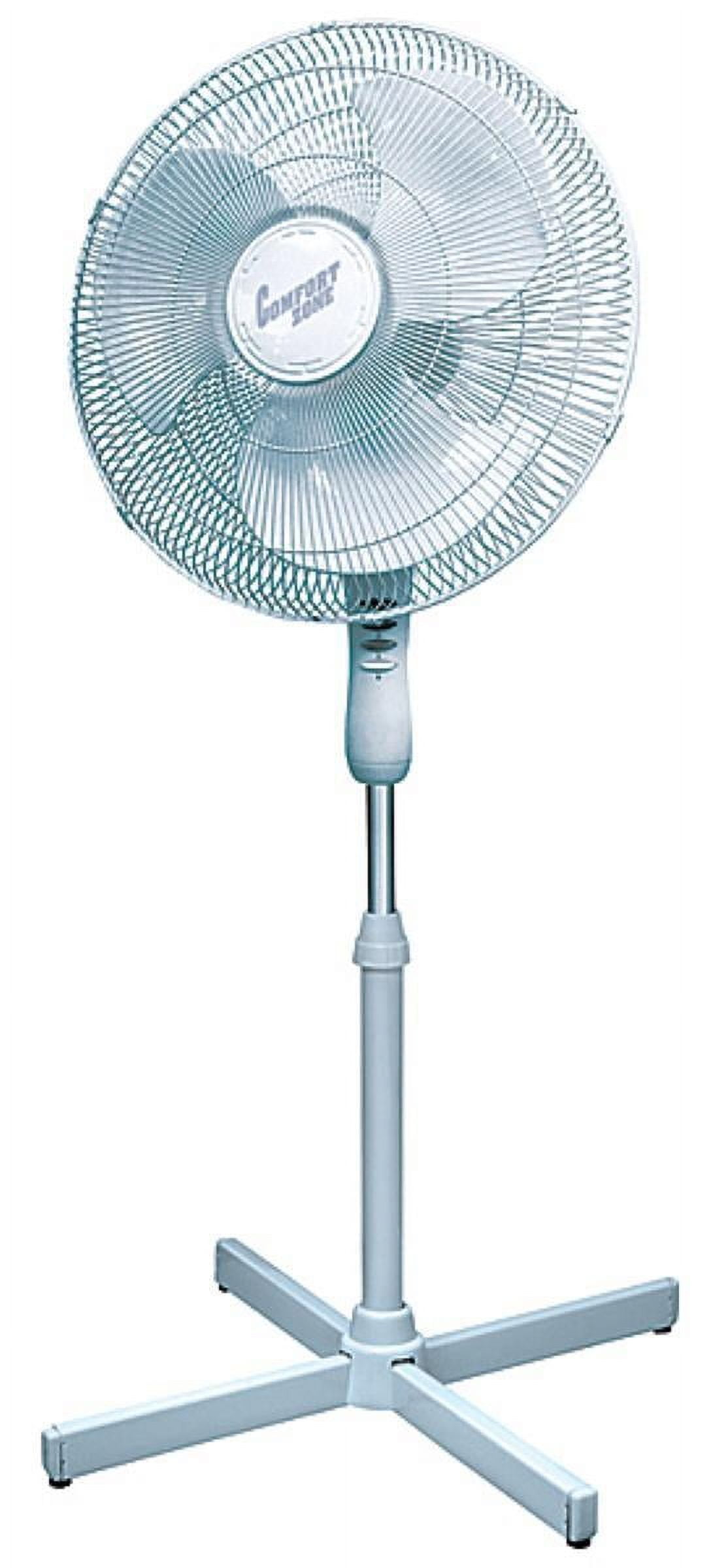 Comfort Zone 18" 3-Speed Oscillating Pedestal Fan with Adjustable ...