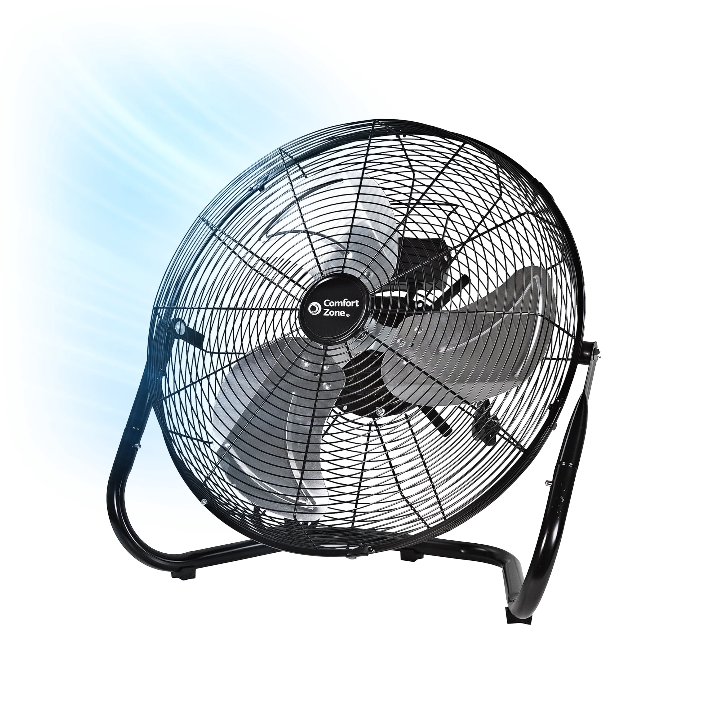 Comfort Zone 18" High-Velocity Cradle Floor Fan, 3 Speed, 180° Tilt ...
