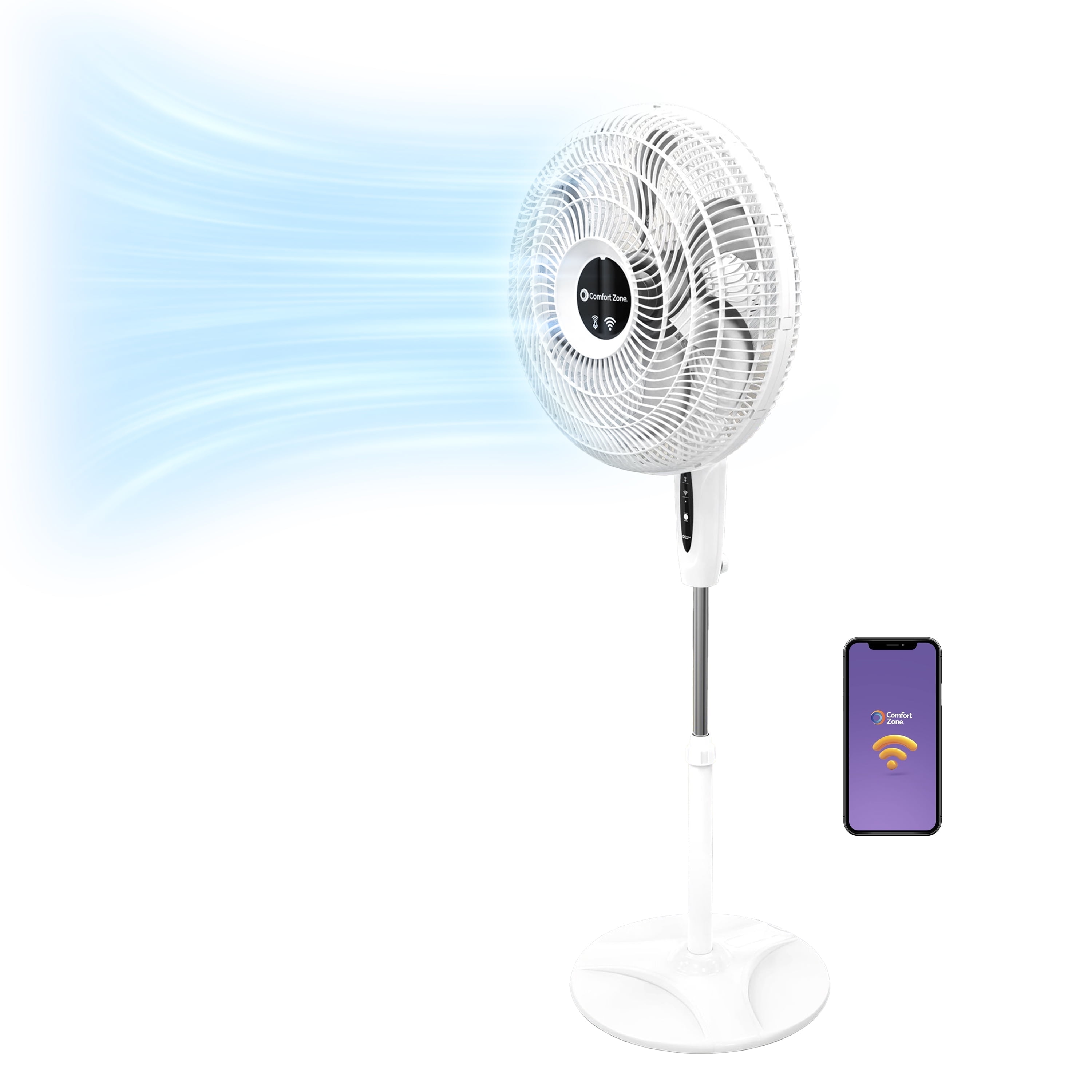 Comfort Zone 18" Wi-Fi Oscillating Stand Fan, Model CZST180SWS-EU ...