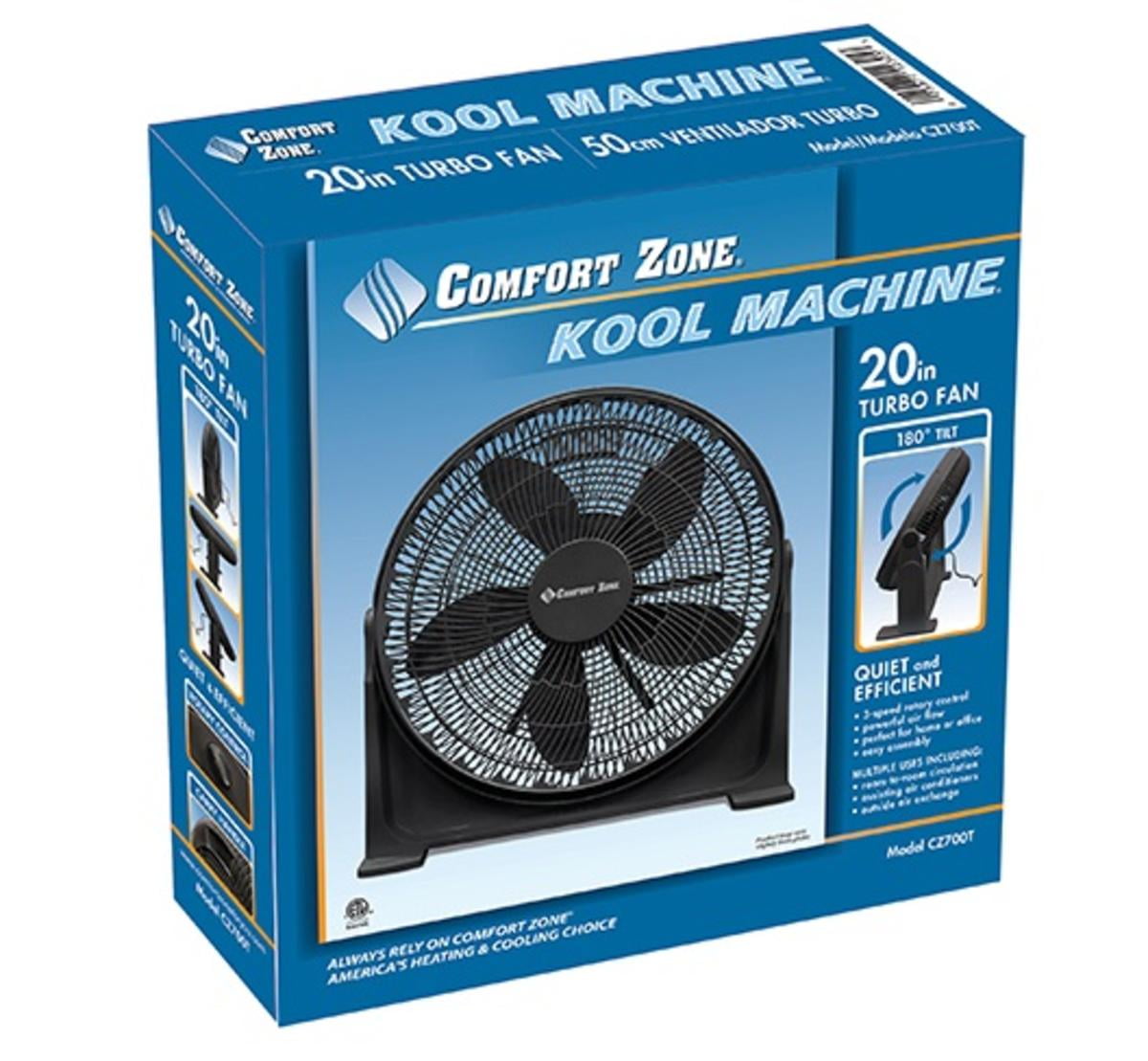 "Comfort Zone 20"" 3-Speed High Velocity Table Floor Fan with ...