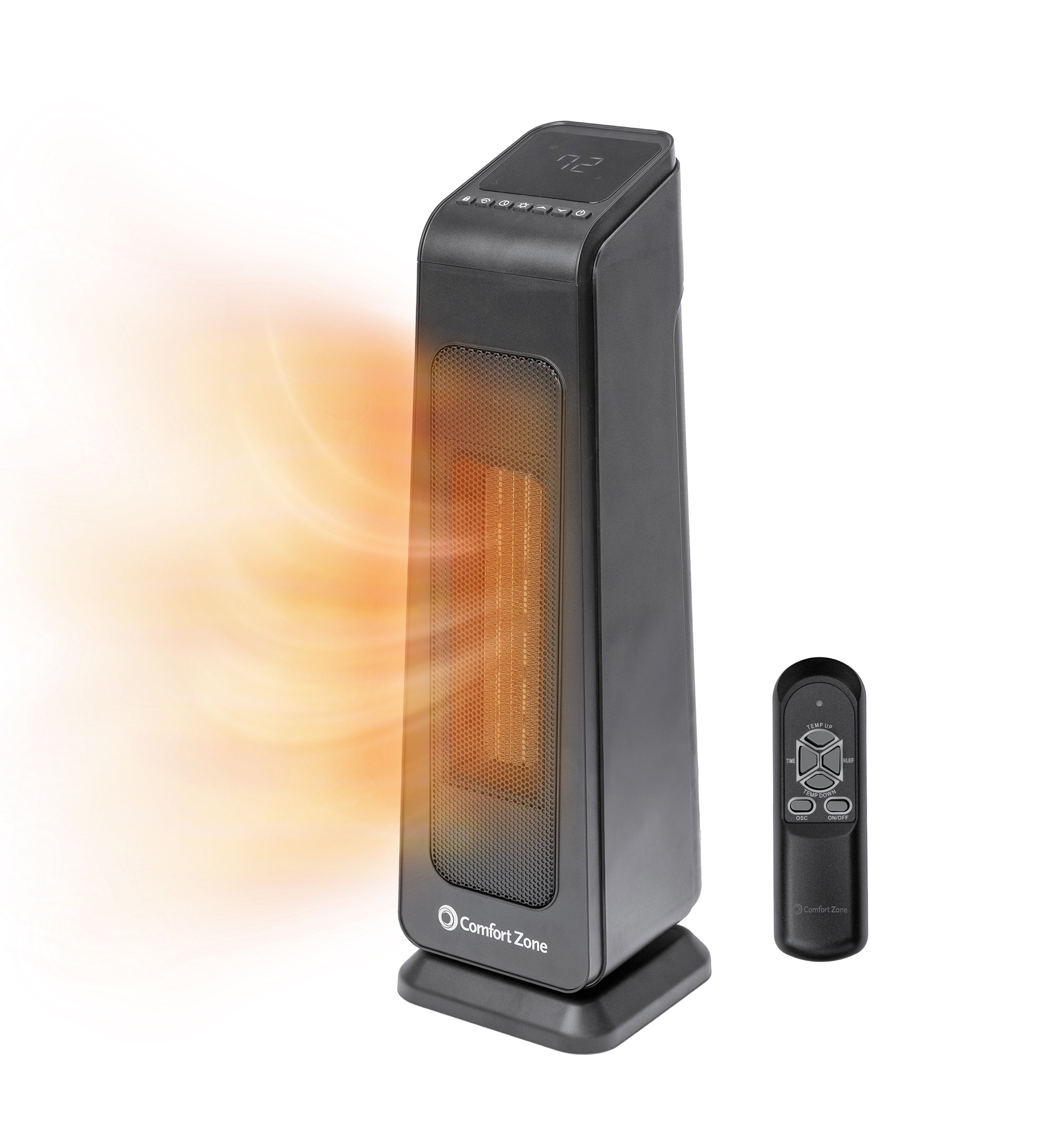 Comfort Zone 23" Oscillating Tower Space Heater with Remote Control for ...