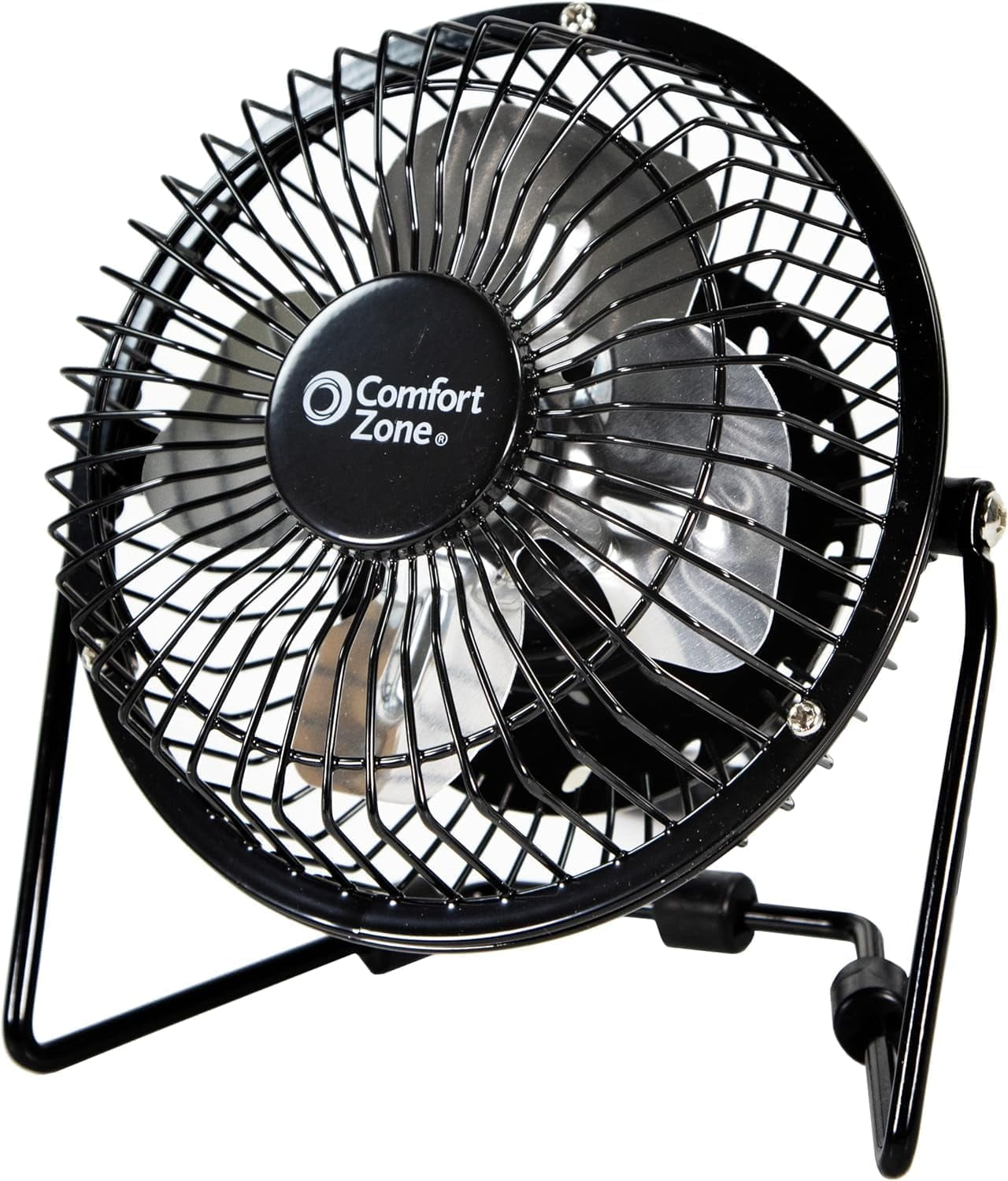 Comfort Zone 4” Mini Portable Desk Fan with 360-Degree Adjustable Tilt ...