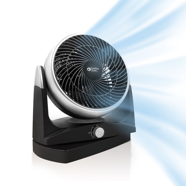 Comfort Zone 8" 3-Speed High-Velocity, Oscillating Desk Fan, 180-Degree ...