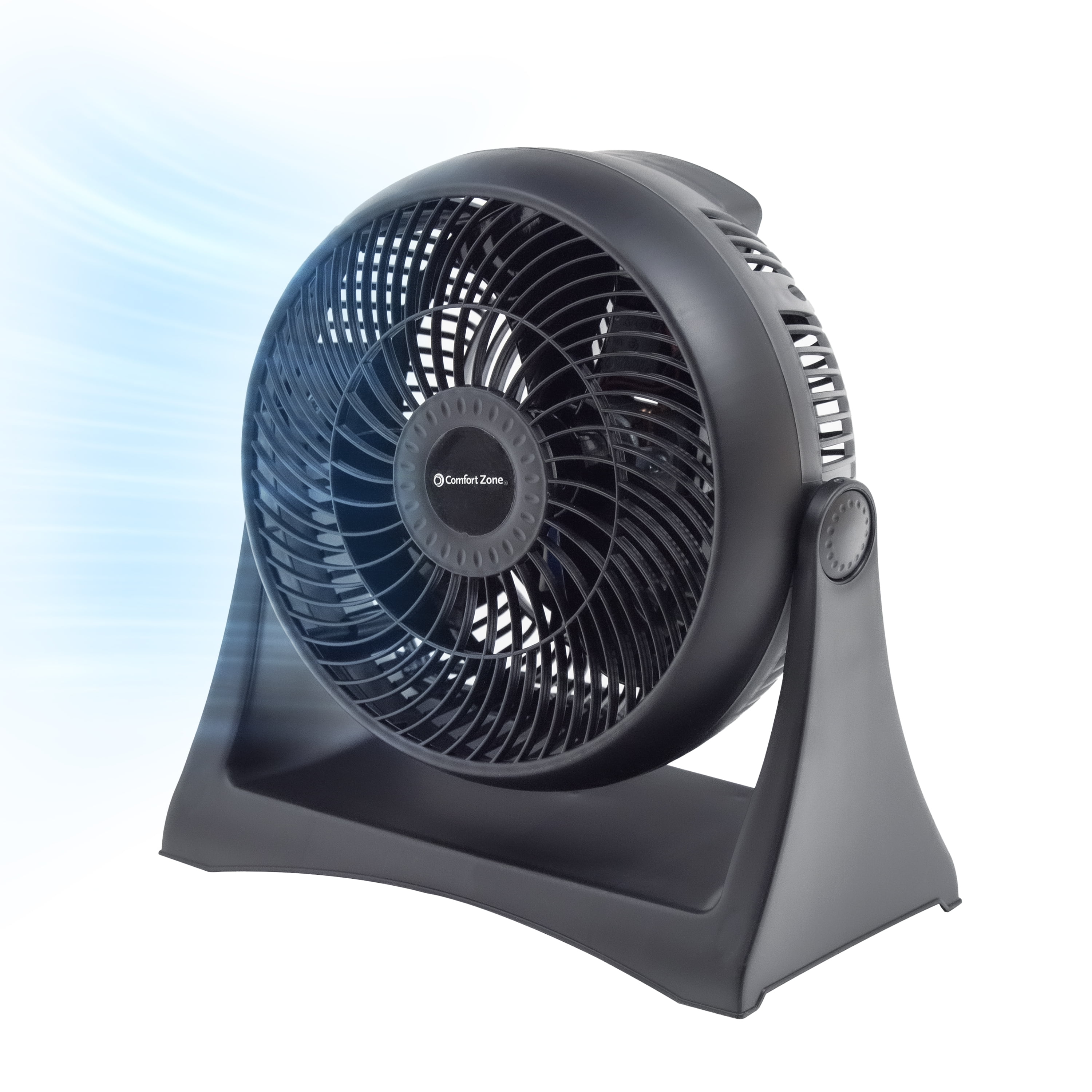 Comfort Zone 8" 3-Speed High Velocity Turbo Fan, Black, Adjustable ...