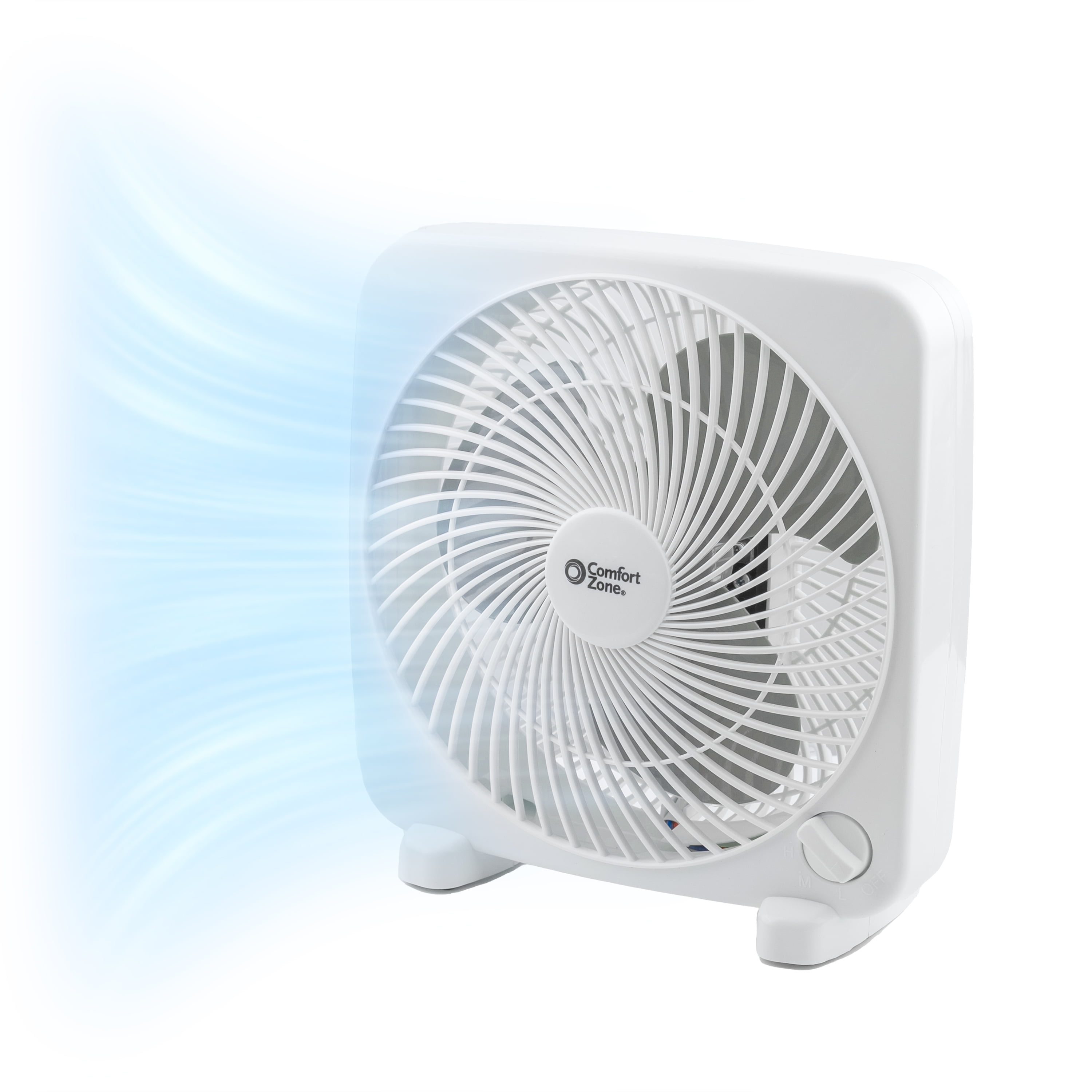 Comfort Zone 9" 3-Speed Portable Box Fan for Home, White - Walmart.com