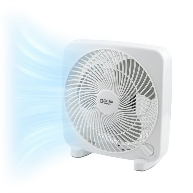 Comfort Zone 9" 3-Speed Portable Box Fan for Home, White - Walmart ...