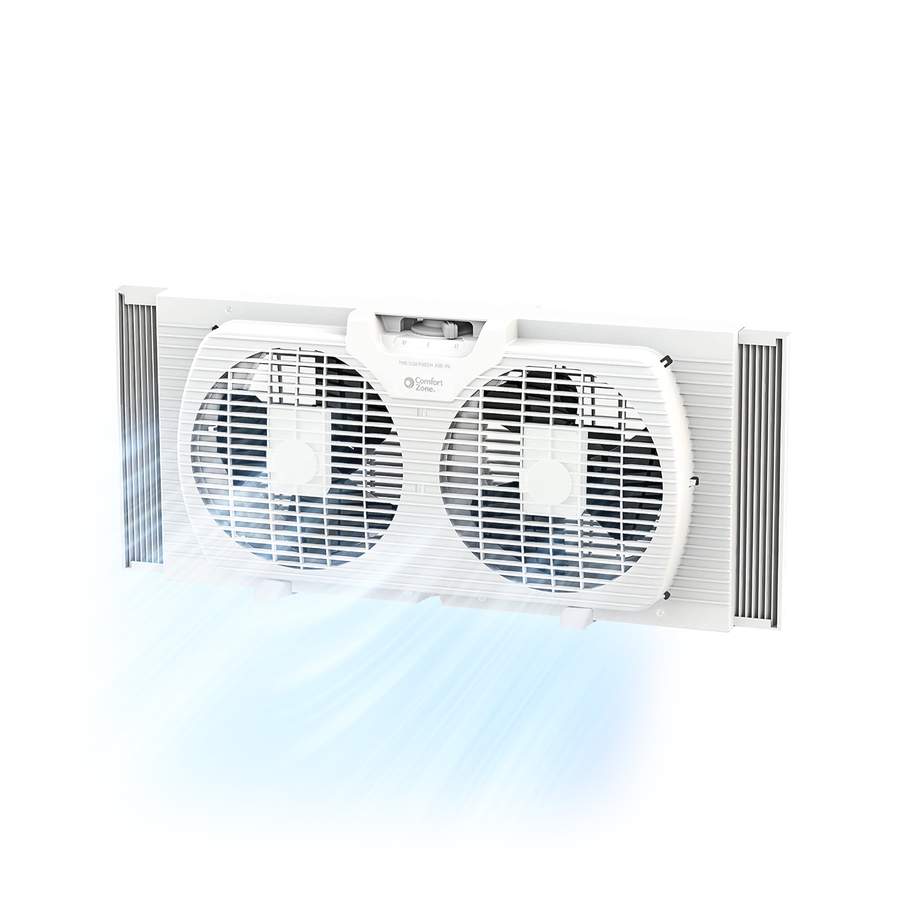 "Comfort Zone 9"" Twin Window Fan with Reversible Exhaust, Adjustable ...