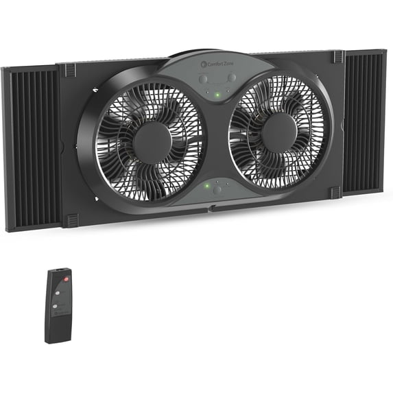 Comfort Zone, Window Fan, 9'' Reversible Twin, Black - Walmart.com
