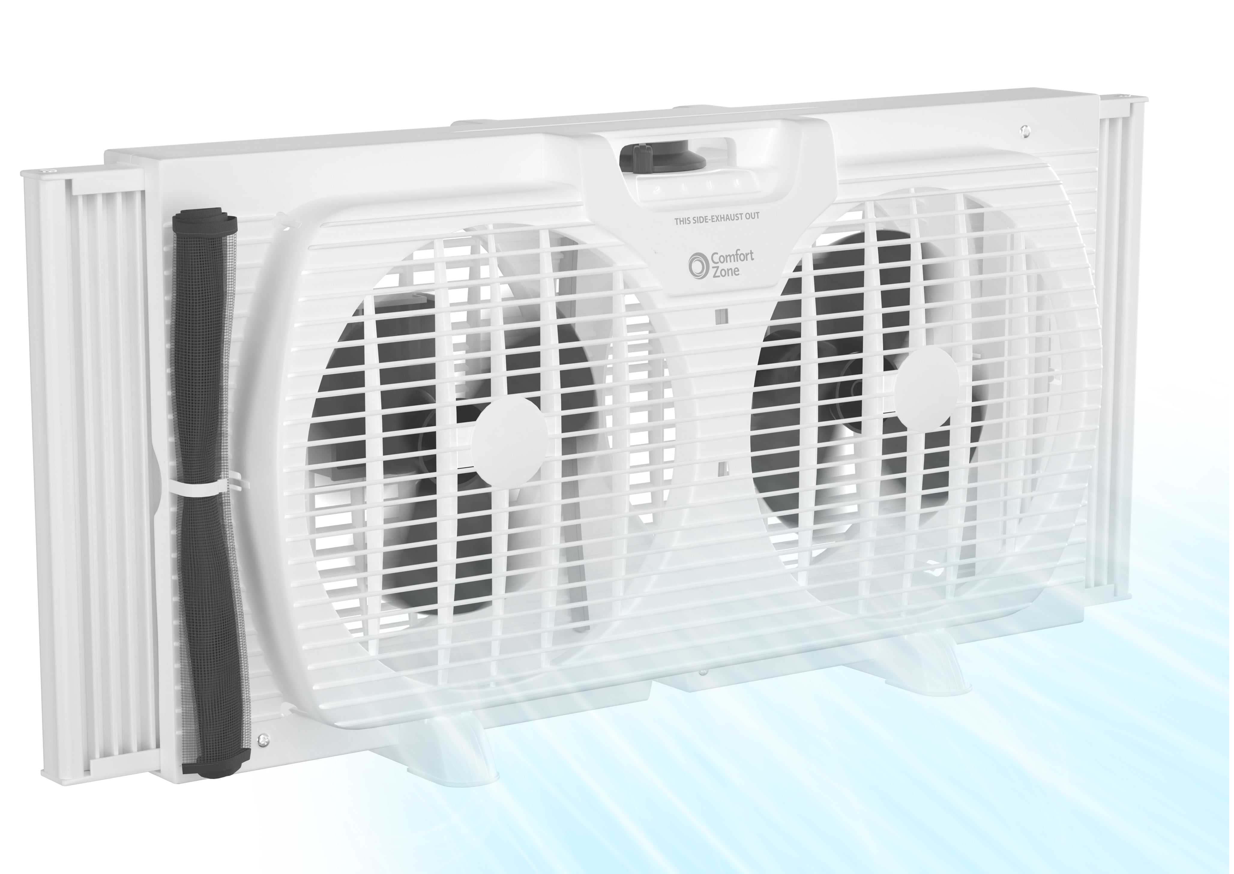 Comfort Zone, Window Fan, 3-Speed Dual Blade, Reversible Airflow ...