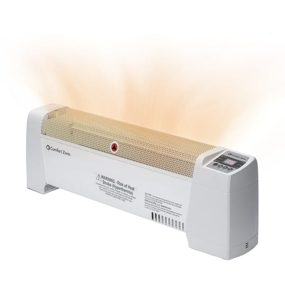 Comfort Zone Digital Baseboard Space Heater with Thermostat, White ...