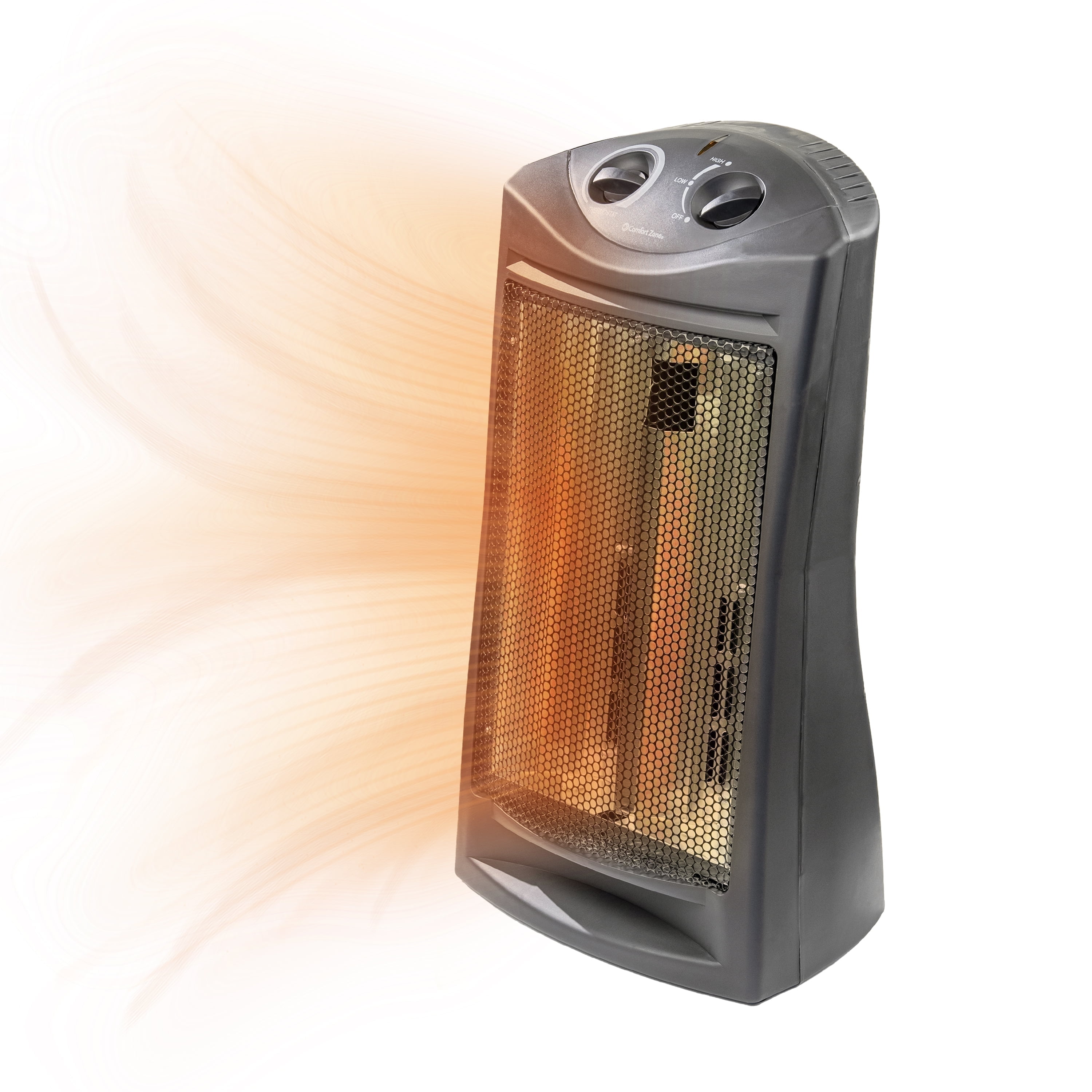 Comfort Zone CZQTV007BK Portable Indoor Space Heater with Thermostat ...