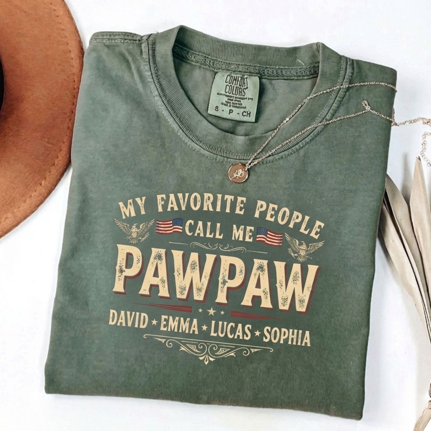 Comfort colors Personalized Pawpaw T-Shirt with Grandkids Names, Custom ...