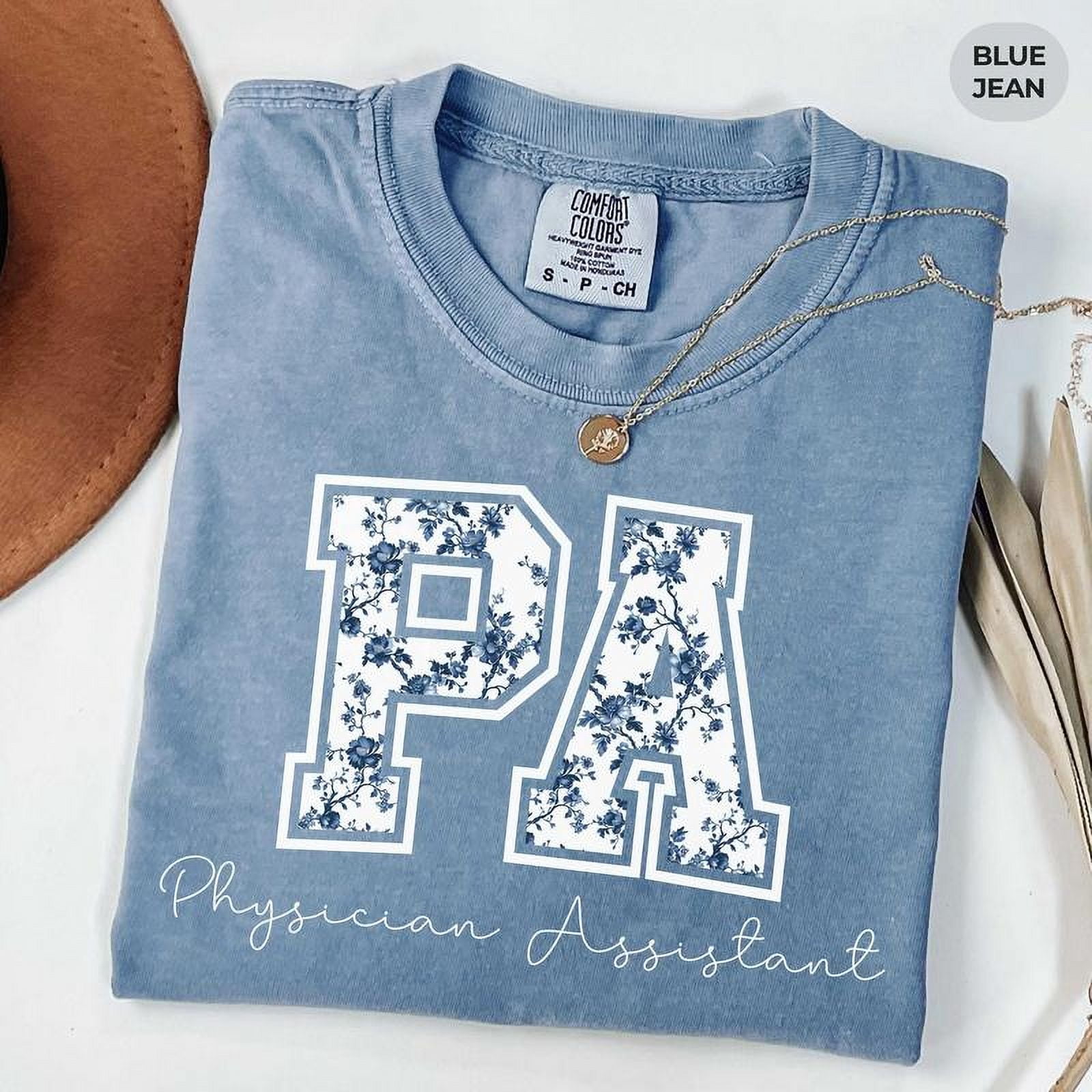 Comfort colors Physician Assistant Blue Floral Toile Pa T Physician ...