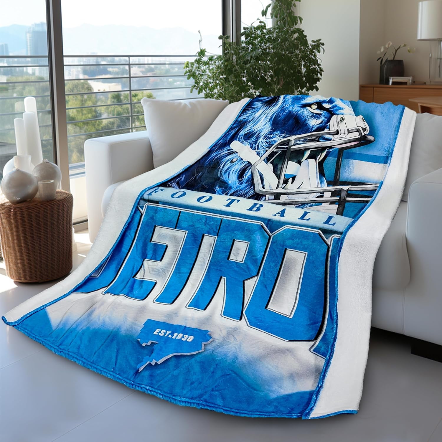 Comfort with City Classic Sherpa Football Throw Blanket - Ultra Soft ...