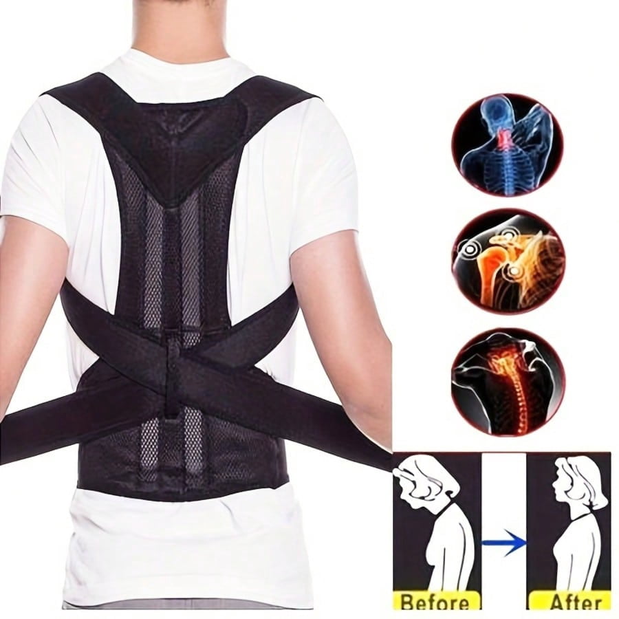 ComfortFit Breathable Posture Corrector Brace, Adjustable Orthopedic ...