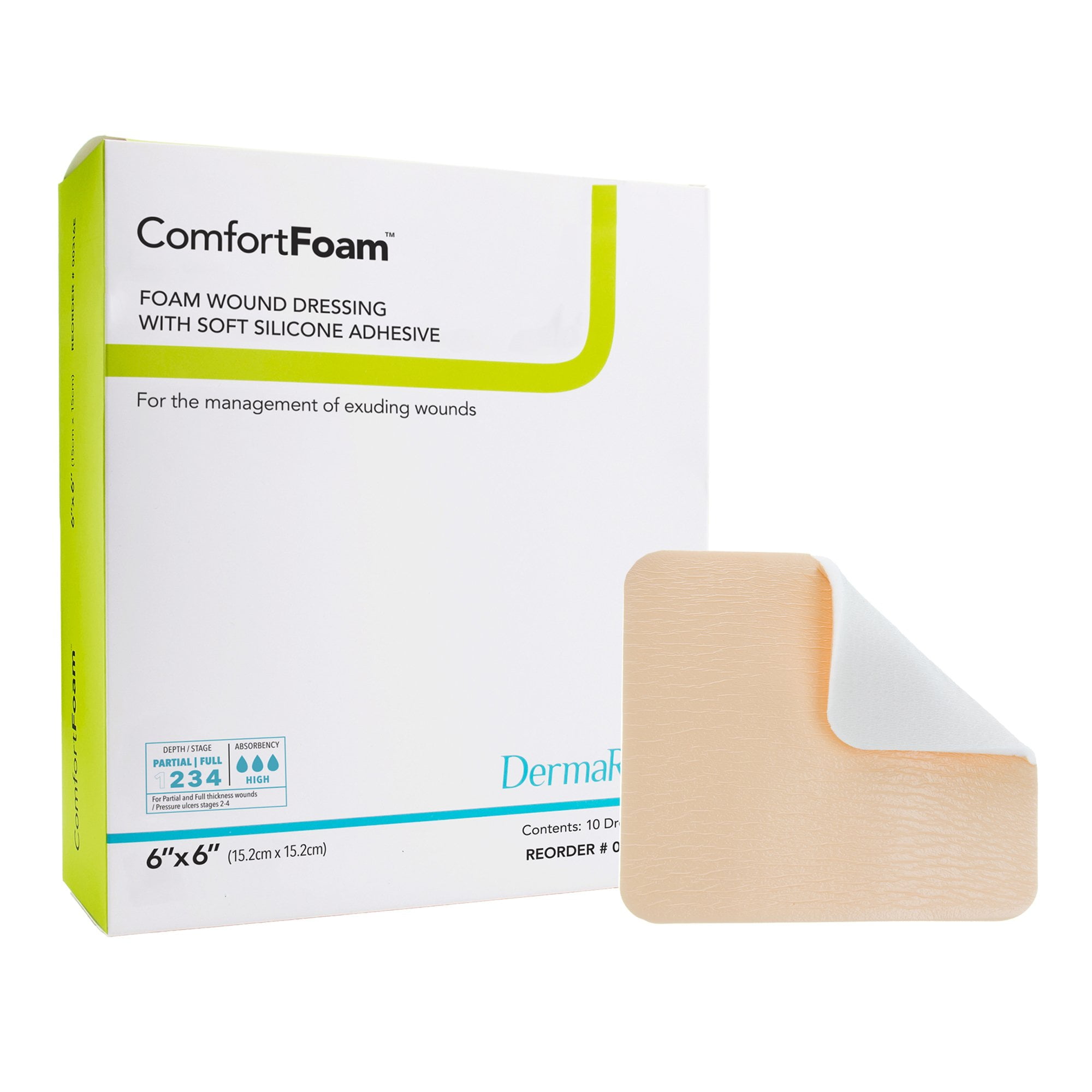 ComfortFoam Border Foam Dressing 6 x 6" Square With Border Waterproof ...