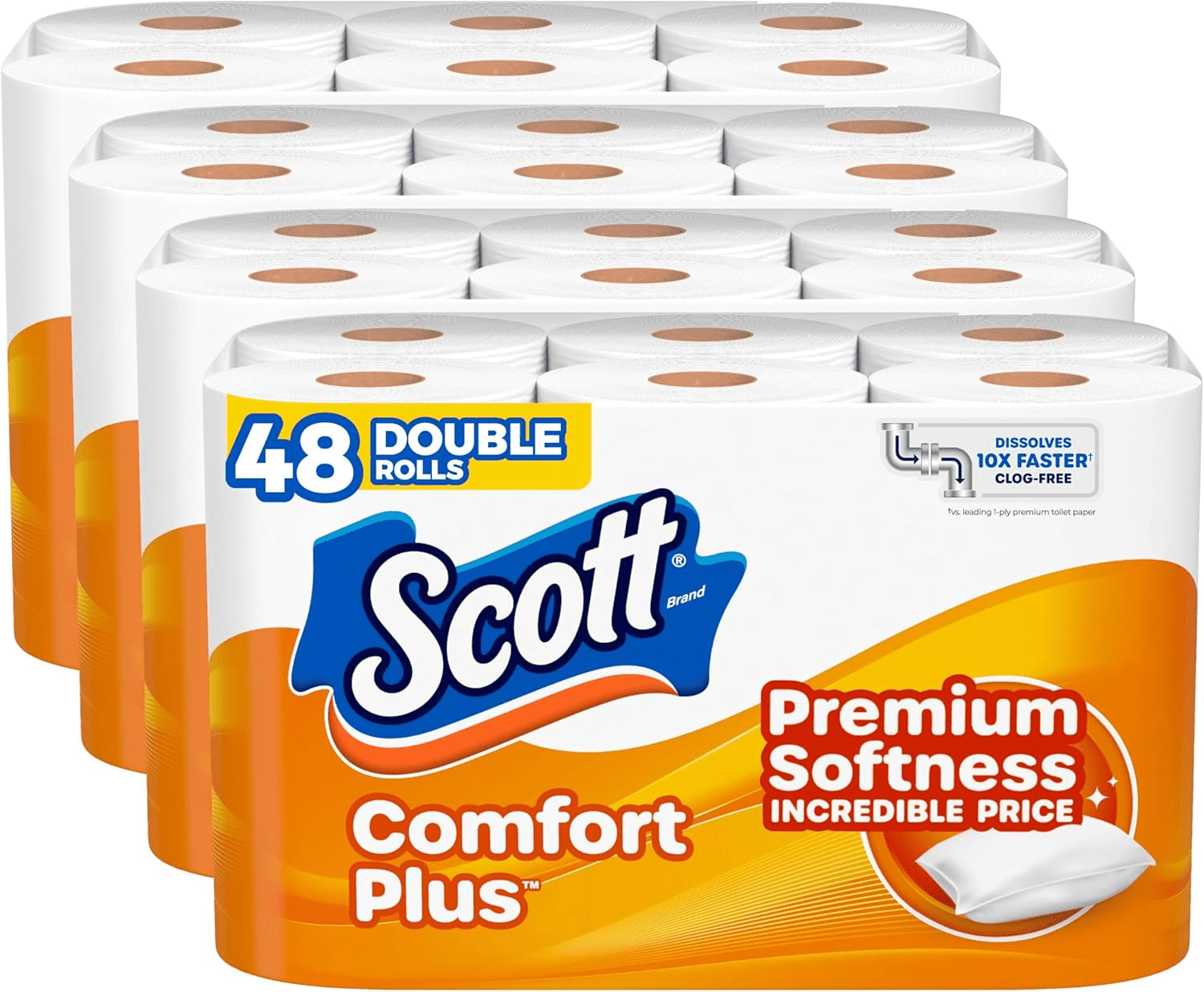 ComfortPlus Toilet Paper, 48 Double Rolls, 231 Sheets per Roll, Septic ...