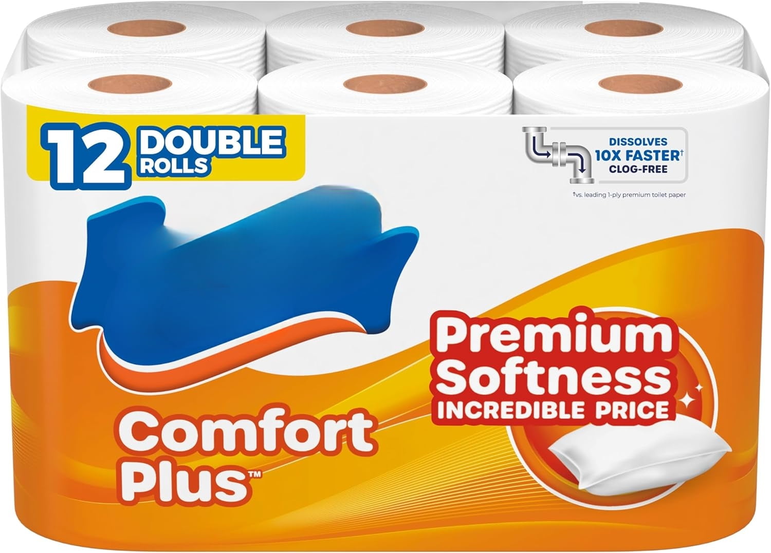 ComfortPlus Toilet Paper, Double Rolls, Septic-Safe, Toilet Tissue ...