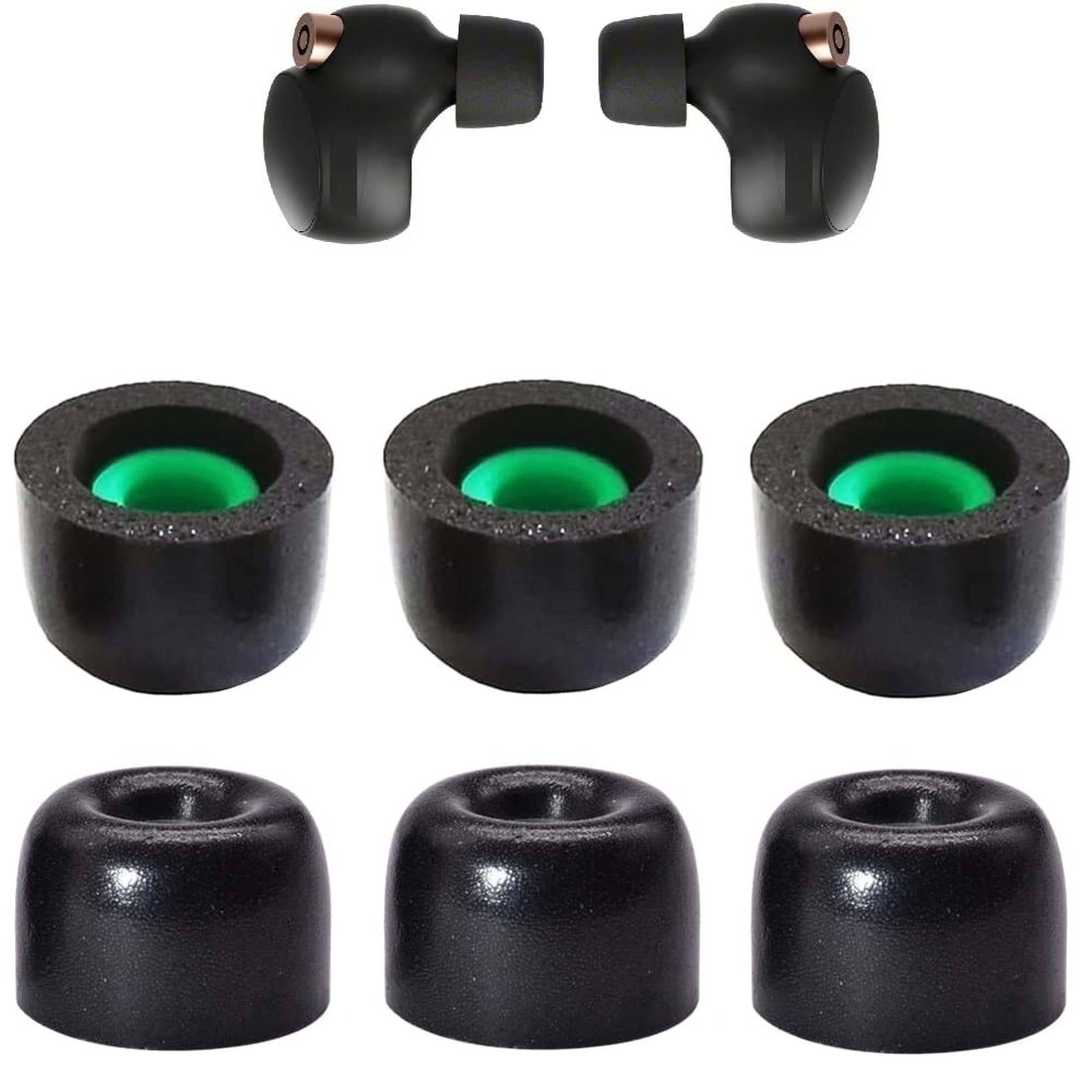 ComfortSeal Memory Foam Ear Tips for Sony WF 1000XM4 - 3 Pairs Black ...