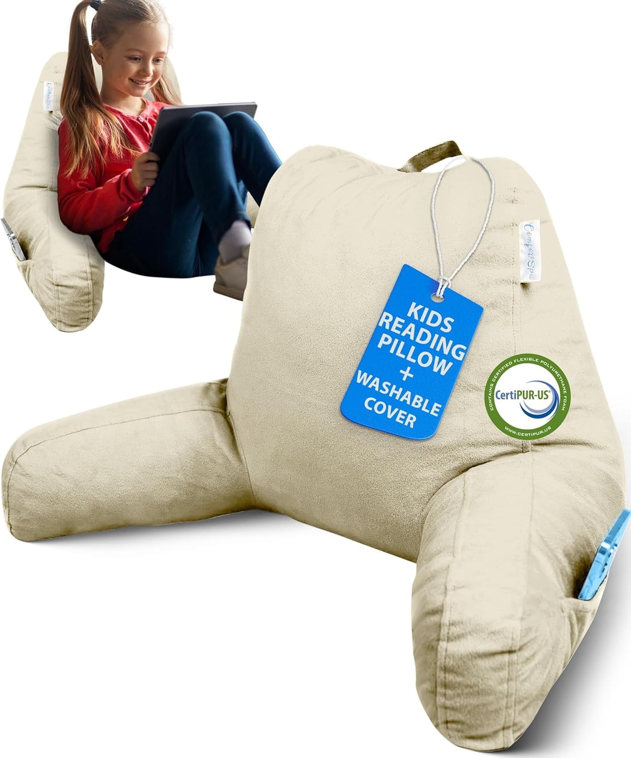 ComfortSpa Reading Pillow for Bed Adult Size, Back Rest Pillow with ...