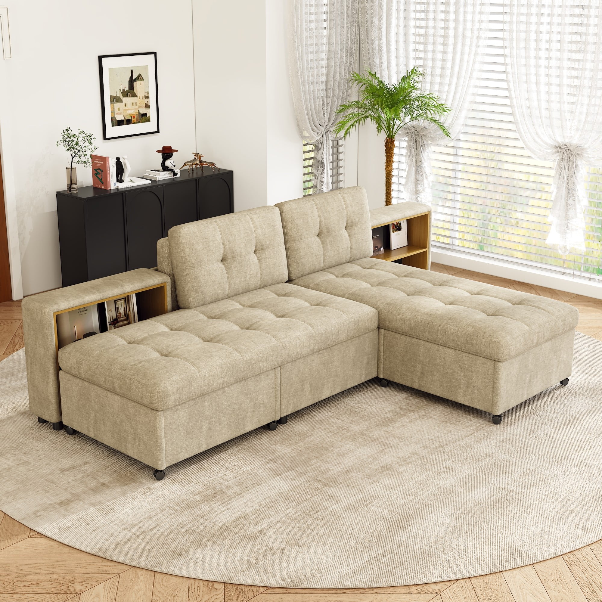 Comfortable 121.2" Versatile Sofa Bed Modular Sofa Free-combined Sofa ...