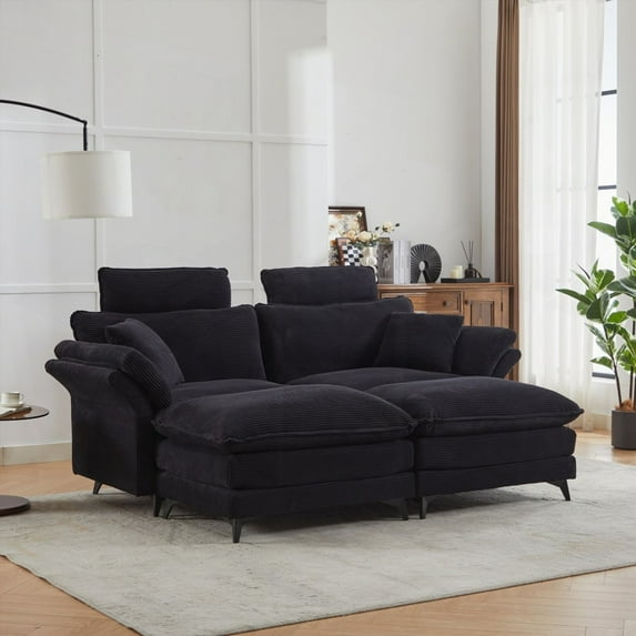 [Modern 85.8'' Corduroy Sectional Sofa for Living Room - Comfortable ...