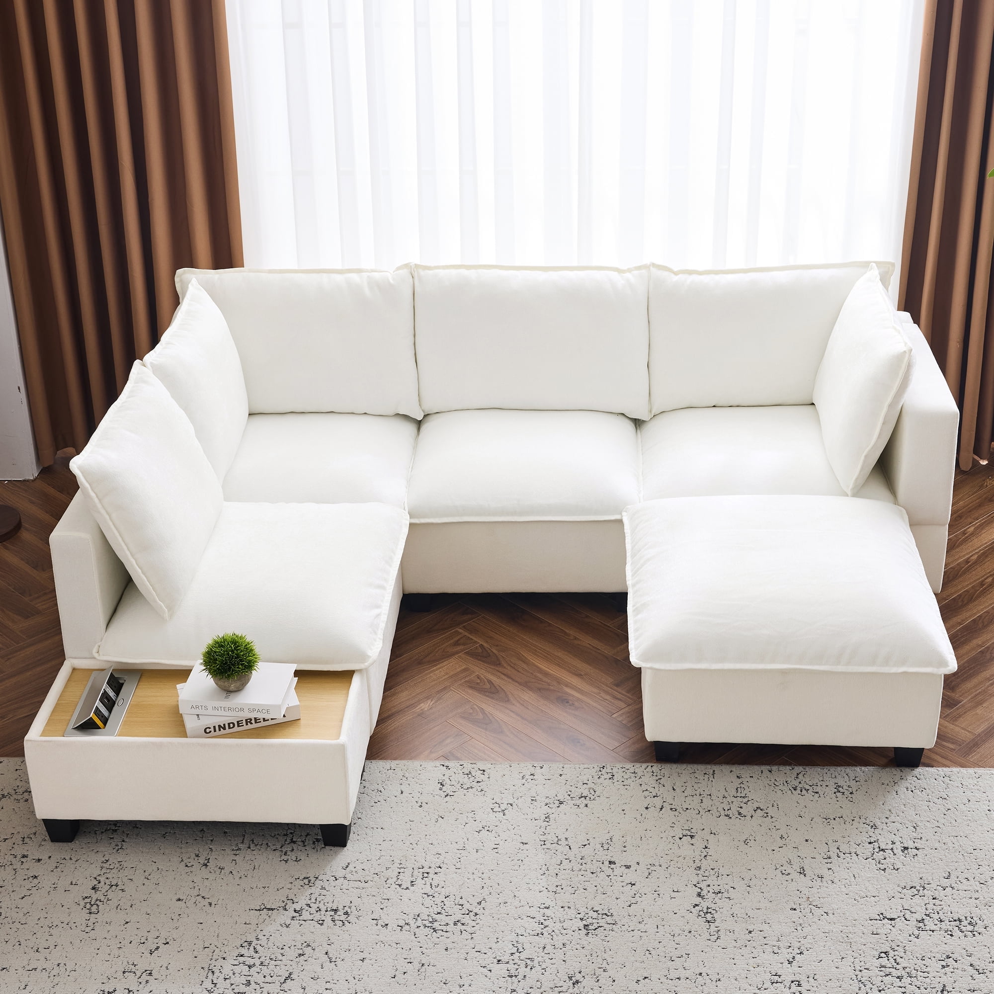 Comfortable 90" U-shaped Sectional Sofa Modular Sofa Couch with a ...