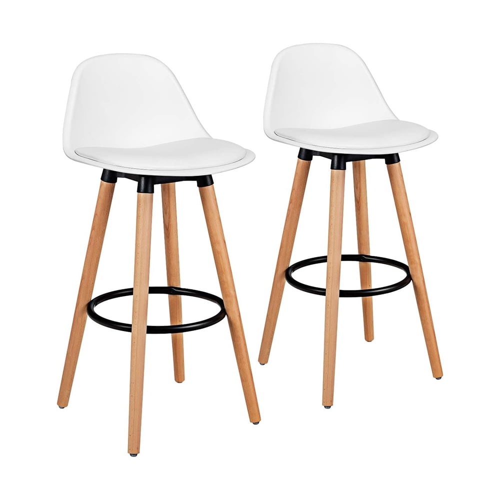 Comfortable Bar Stools Set of 2, Armless Kitchen Stool, Modern Bar ...