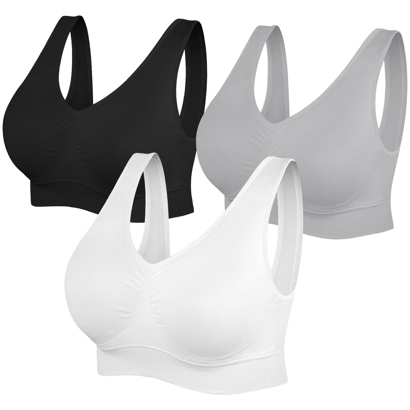 SIMIYA Comfortable Seamless Sports Bras for Women, 3 Pack, Removable ...