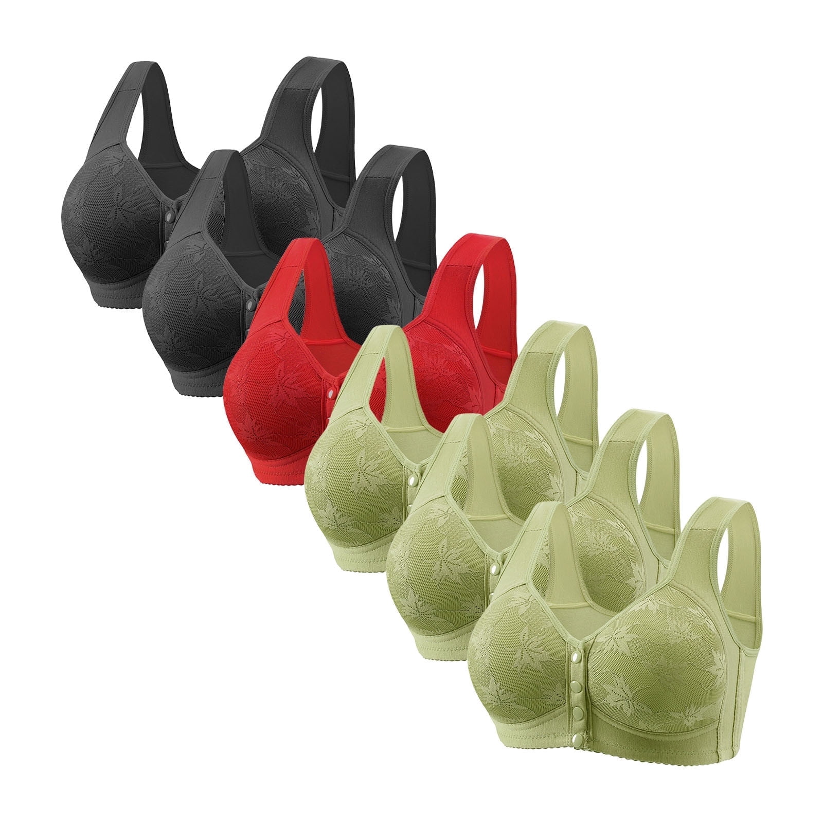 Comfortable Bra 6Pc Women's Non Steel Ring Gathered Bra with Thin Cup ...